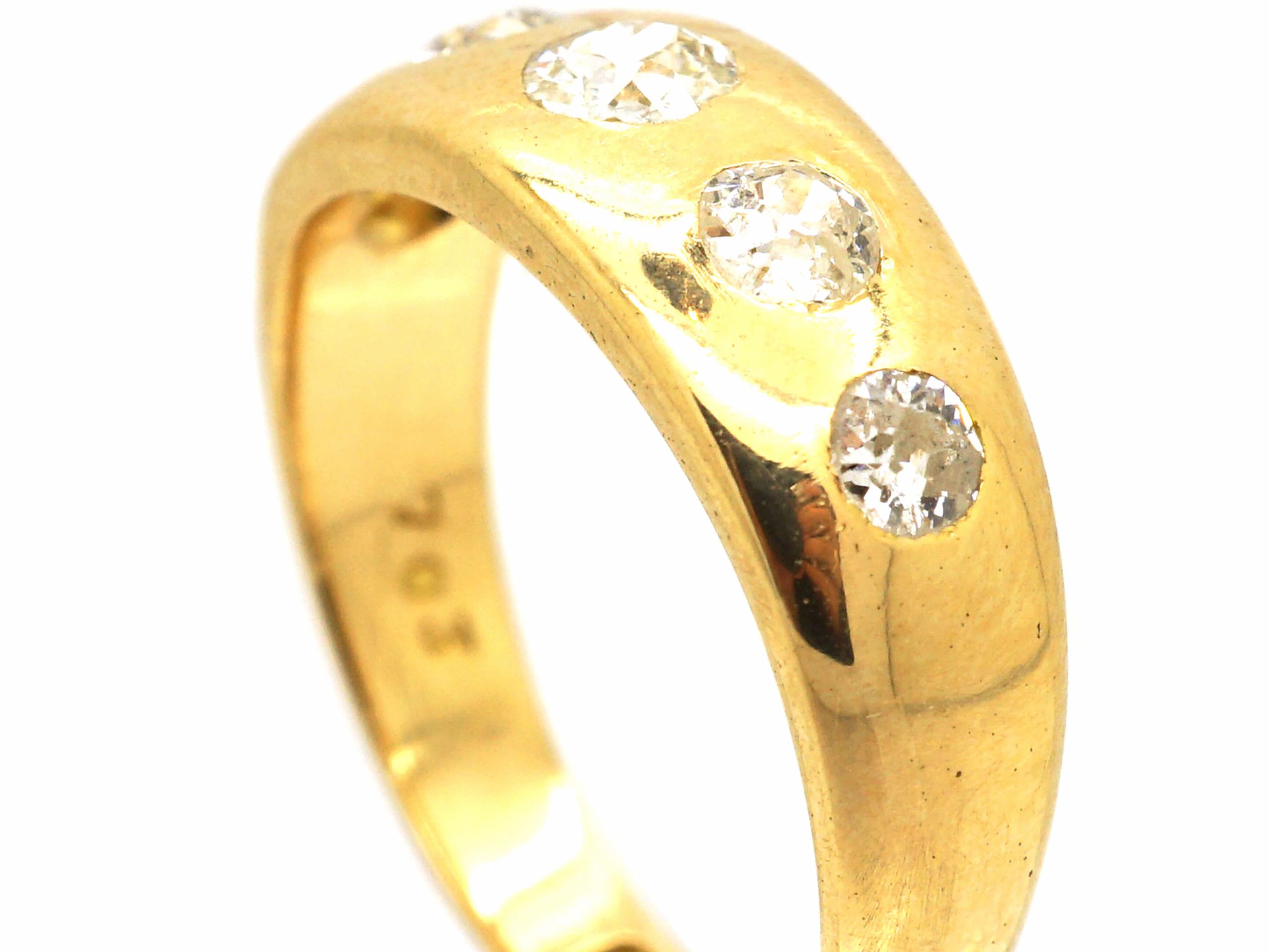 Victorian 18ct Gold, Five Stone Diamond Rub Over set Ring (488X) | The ...