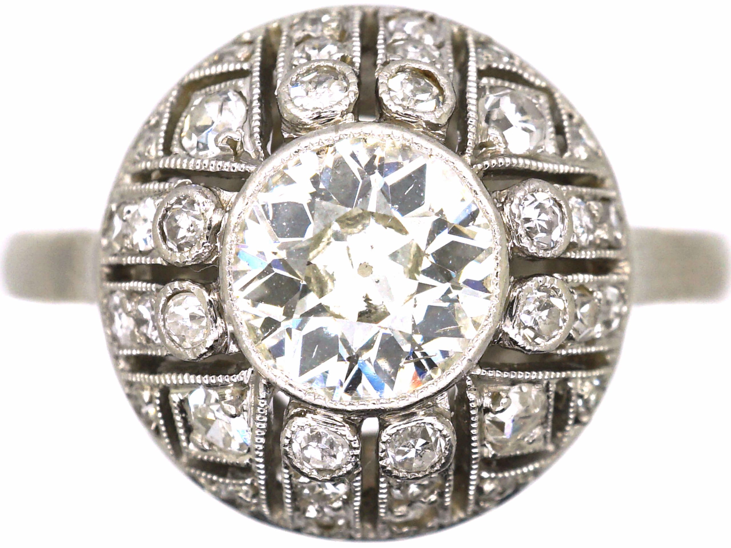 Art Deco Platinum, Diamond Bombe Ring (454X) | The Antique Jewellery ...