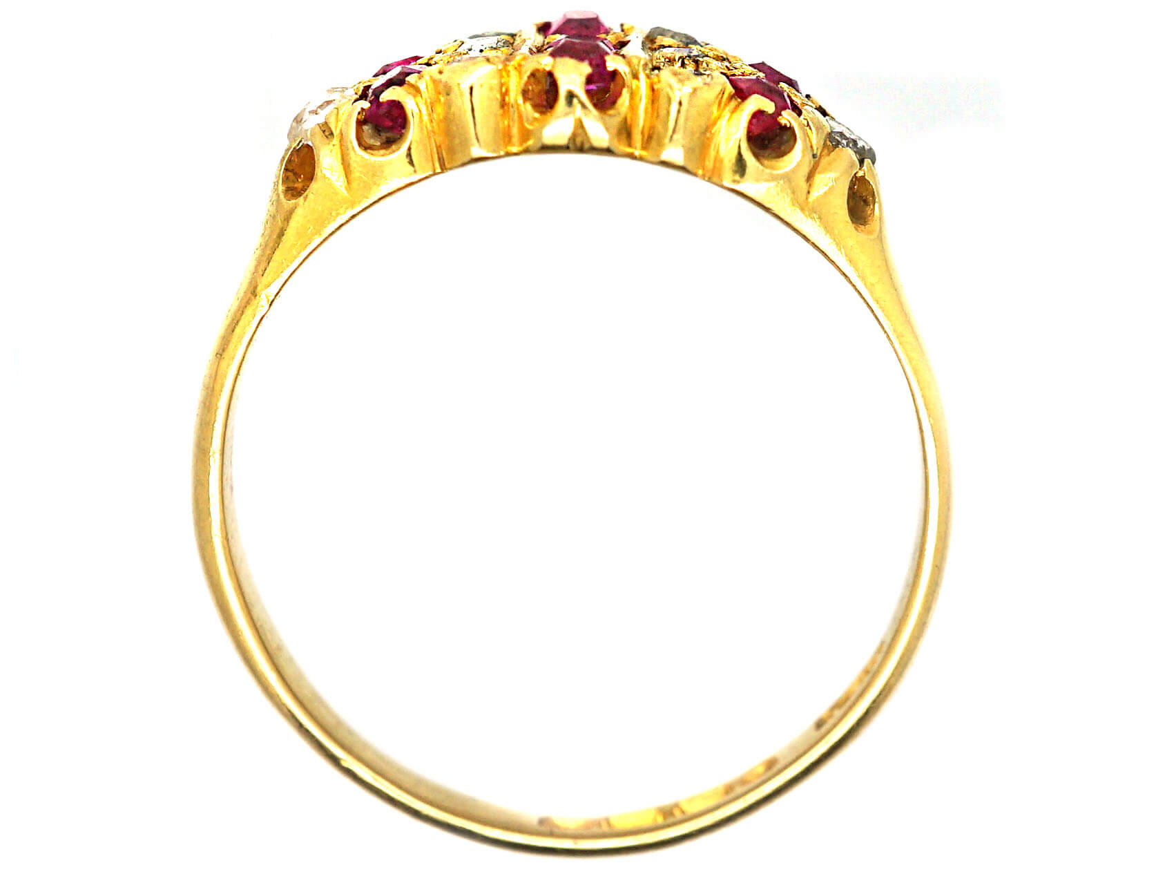 Victorian 18ct Gold, Ruby & Rose Diamond Lines Ring (526X) | The ...