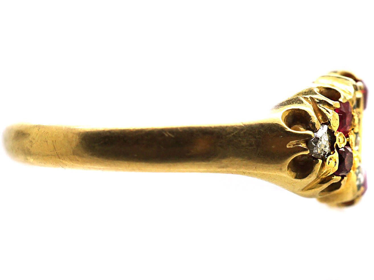 Victorian 18ct Gold, Ruby & Rose Diamond Lines Ring (526X) | The ...
