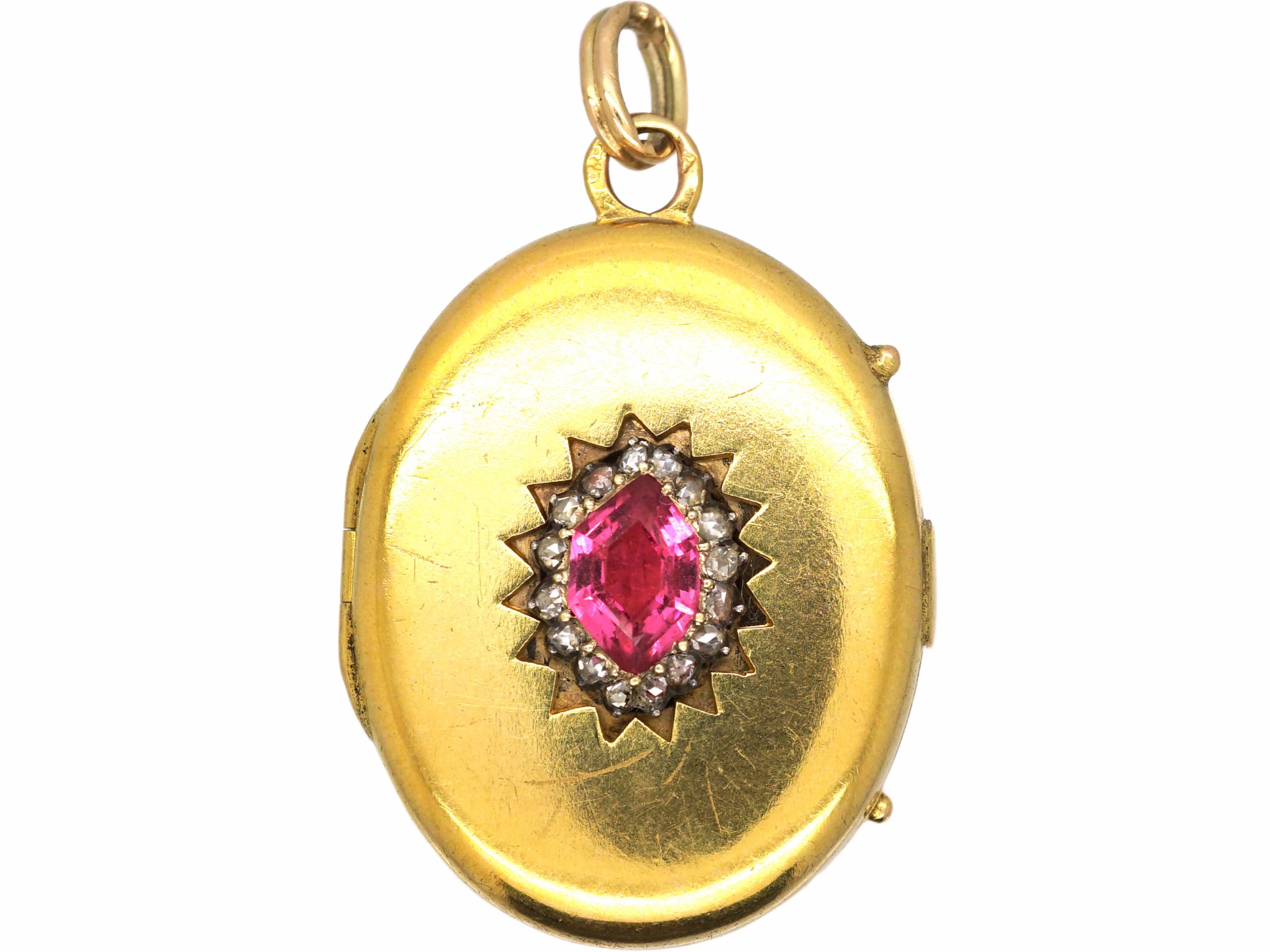 Late 19th Century 18ct Gold Oval Locket set with a Spinel & Rose ...