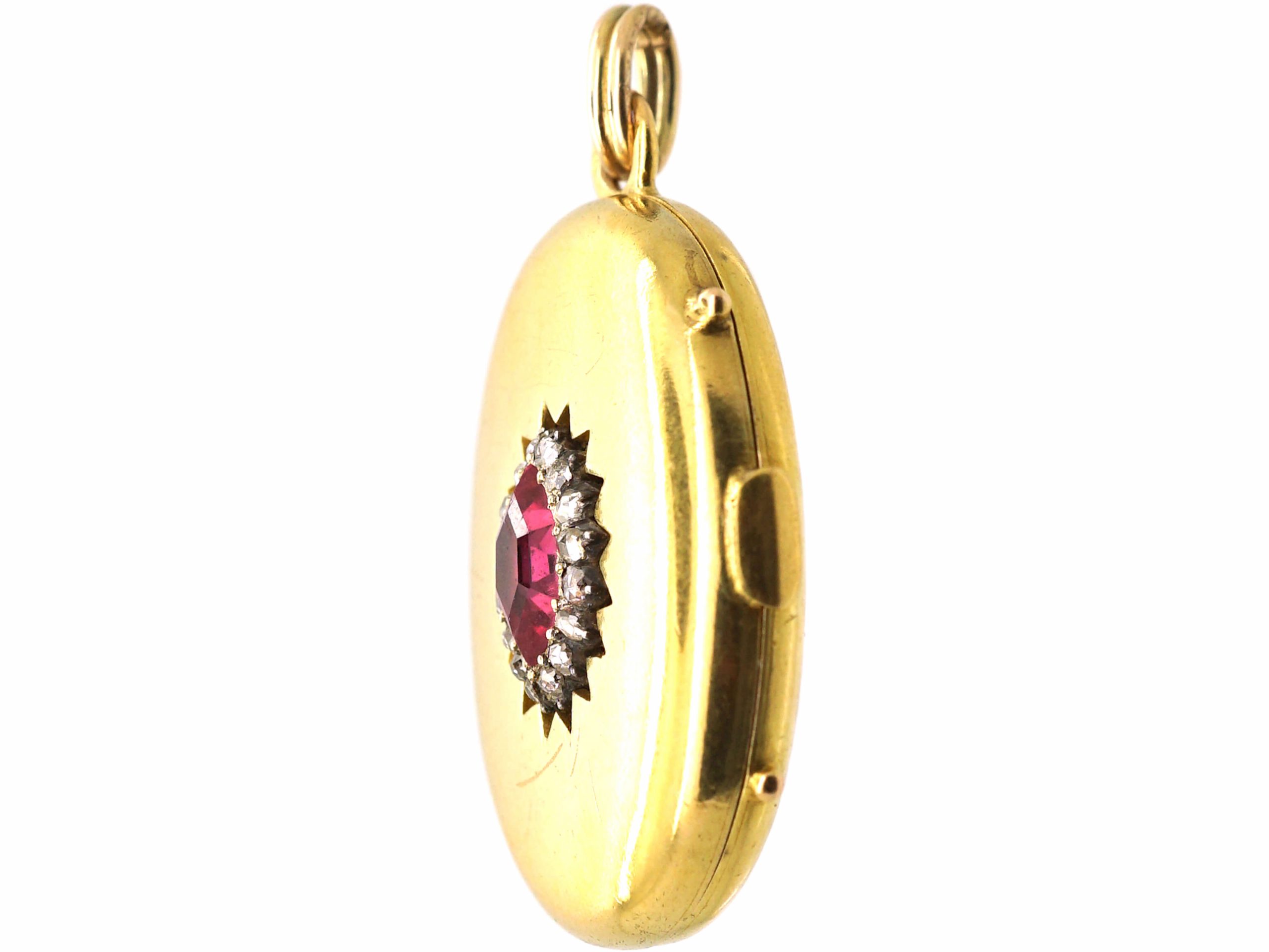 Late 19th Century 18ct Gold Oval Locket set with a Spinel & Rose ...
