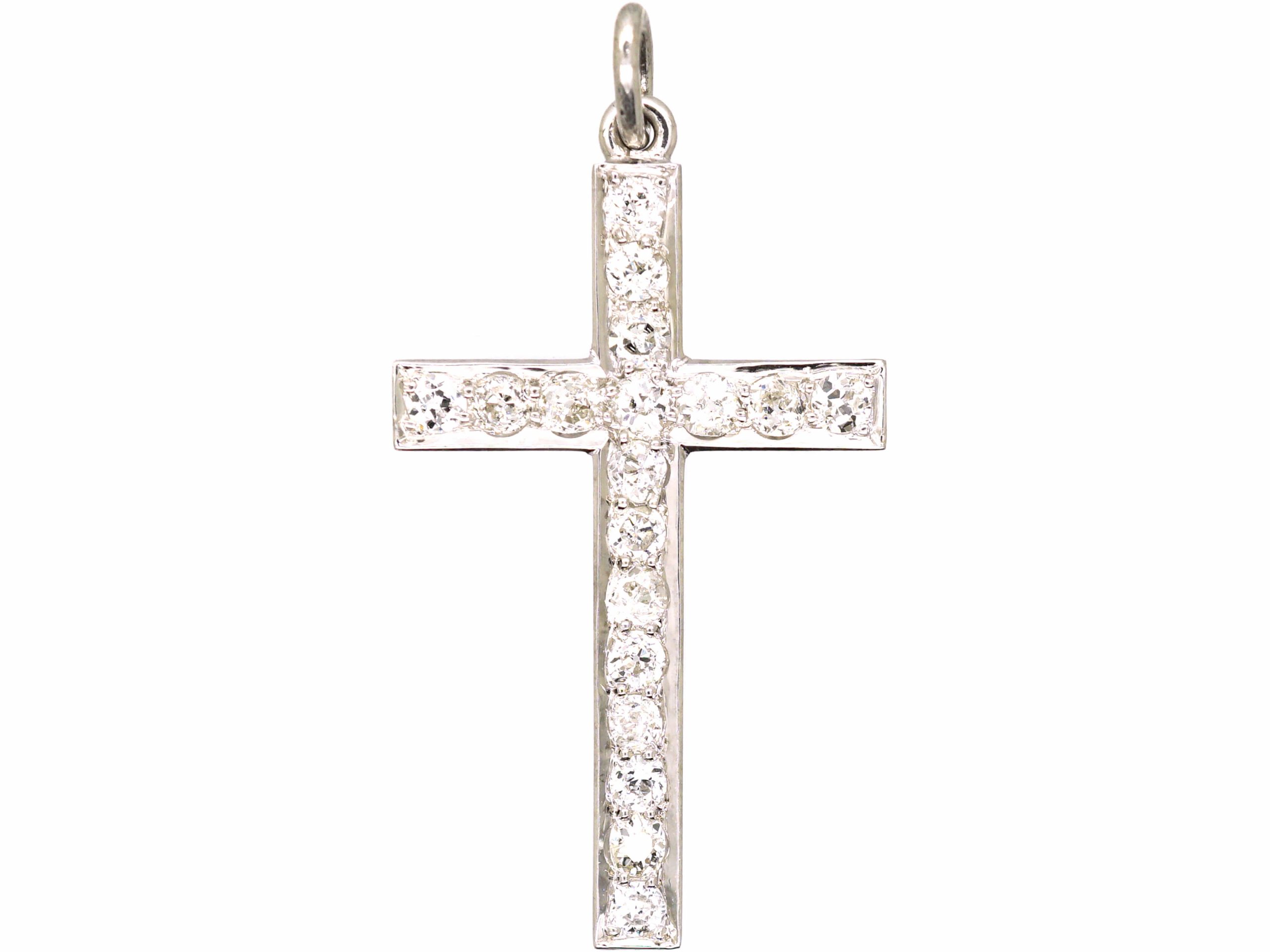 Edwardian Platinum Cross set with Diamonds (516X) | The Antique ...