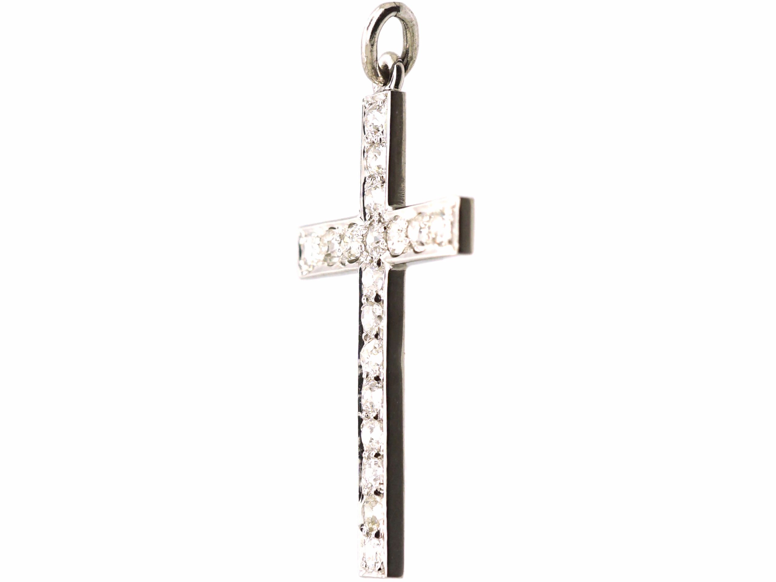 Edwardian Platinum Cross set with Diamonds (516X) | The Antique ...