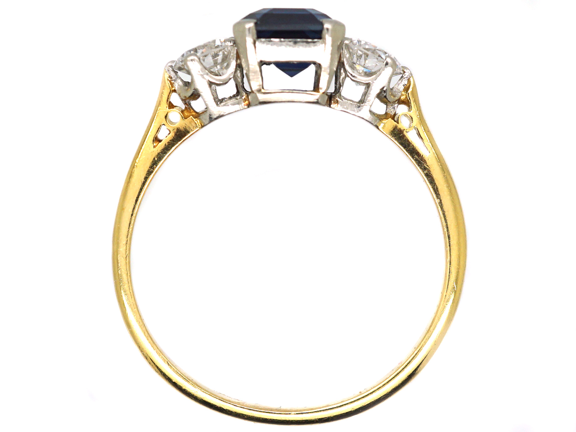 Early 20th Century 18ct Gold & Platinum, Three Stone Sapphire & Diamond ...