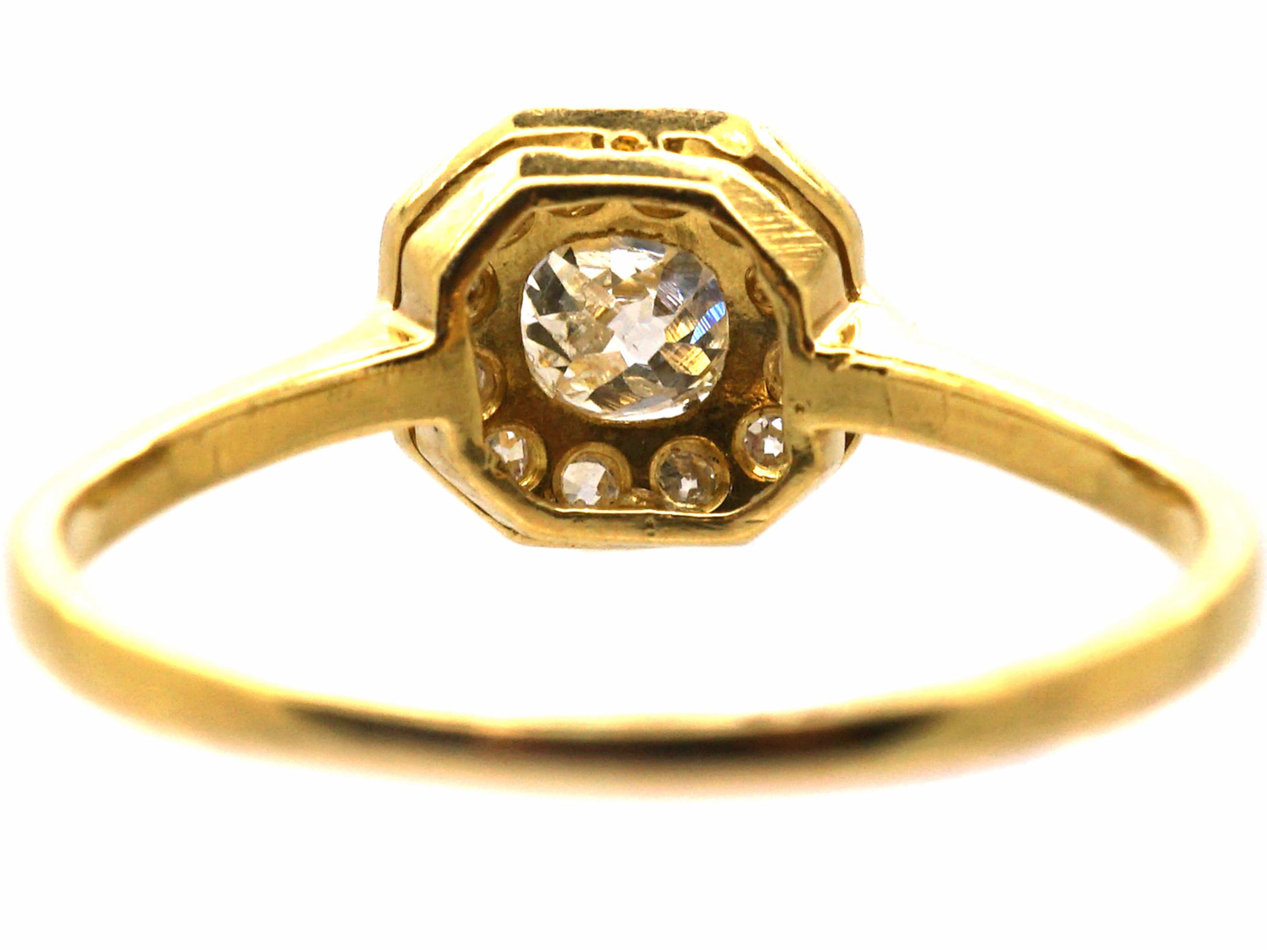 Edwardian 18ct Gold & Platinum Octagonal Diamond Cluster Ring (529X ...