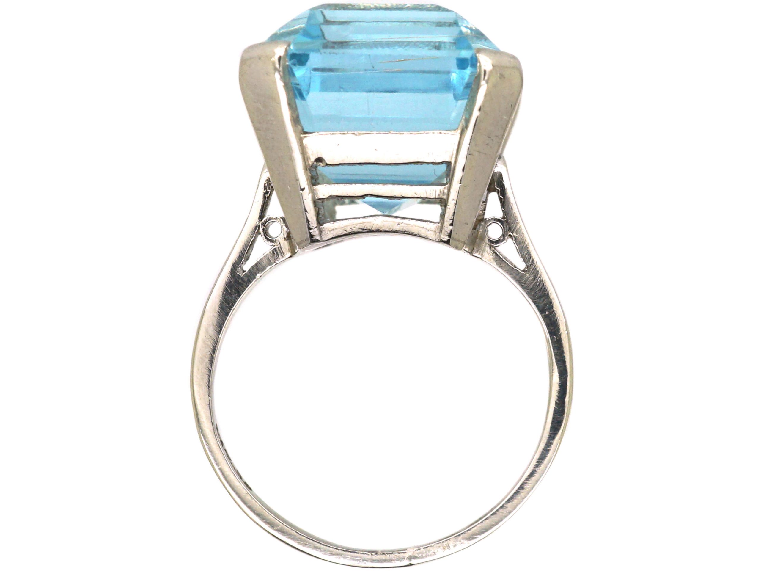 Retro Platinum, Rectangular Cut Aquamarine Ring (328X) | The Antique ...