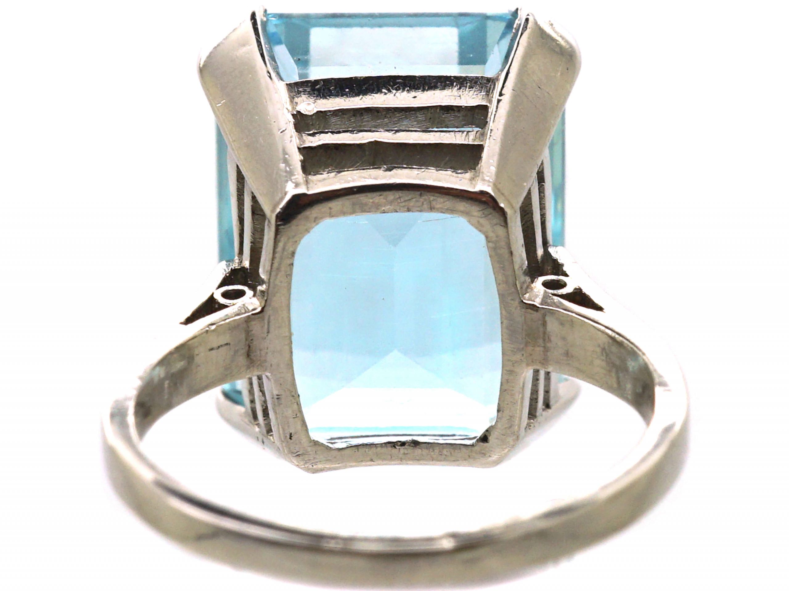 Retro Platinum, Rectangular Cut Aquamarine Ring (328X) | The Antique ...