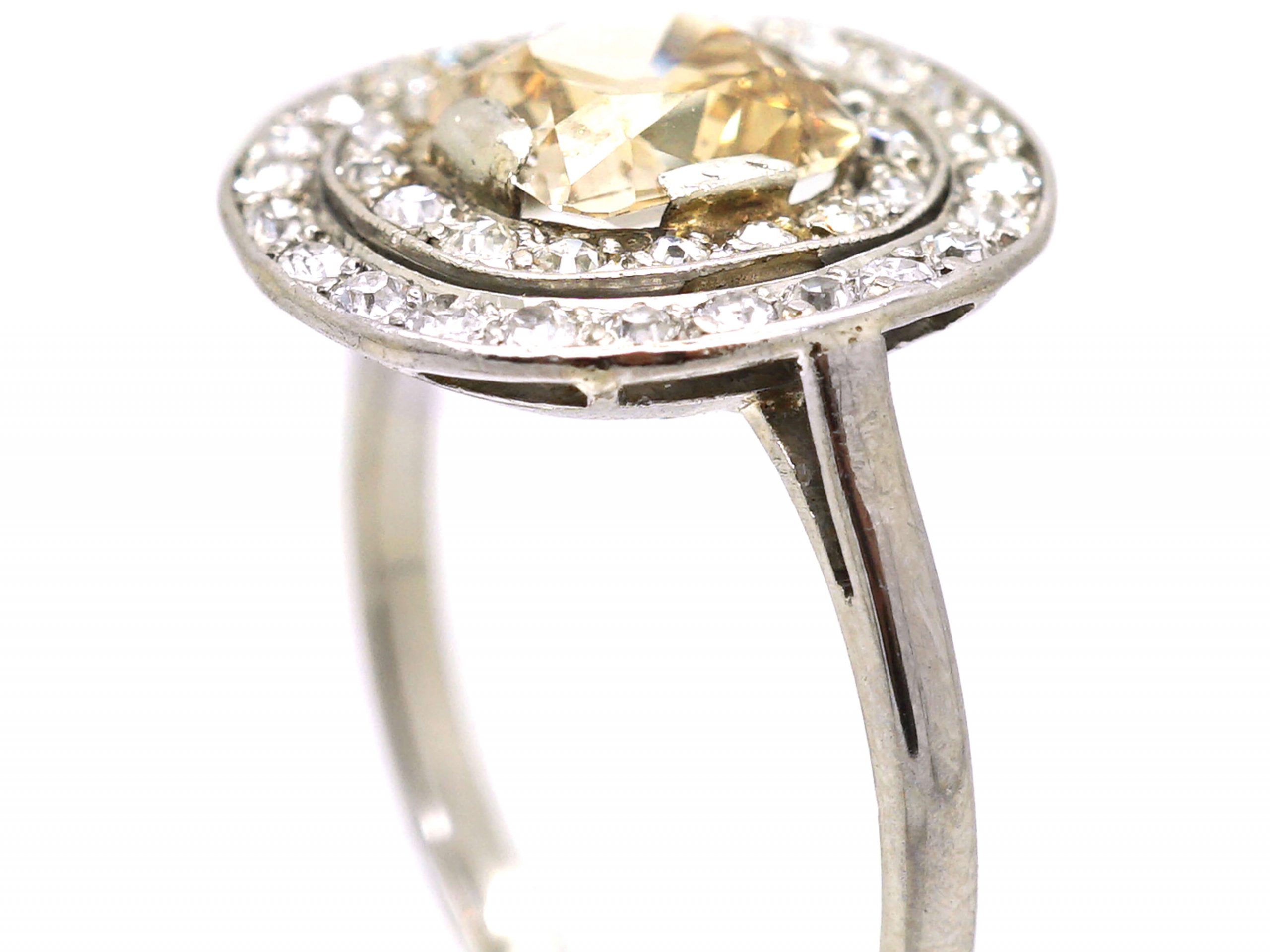 Early 20th Century Platinum, Diamond Cluster Ring with Cognac Diamond ...