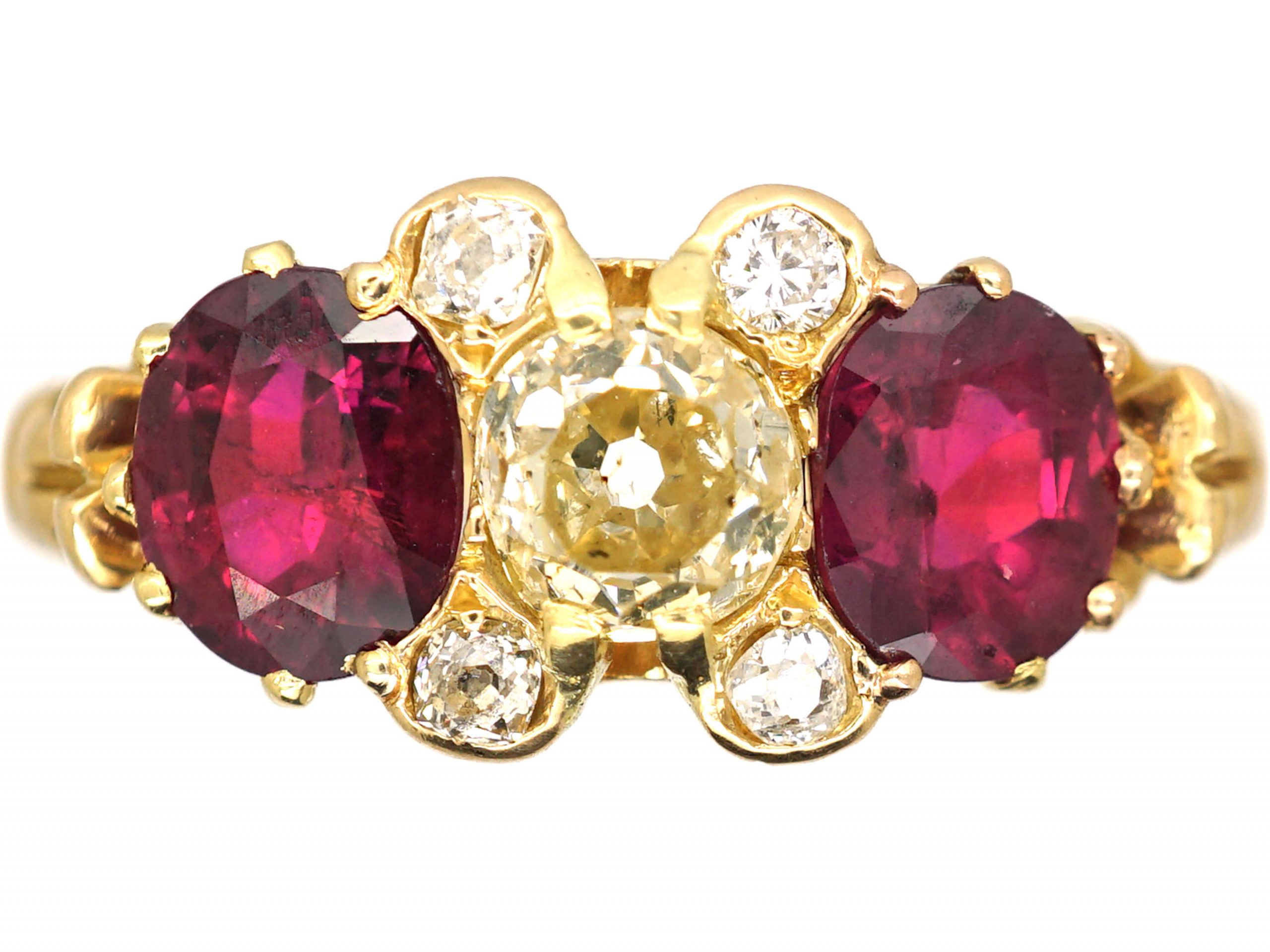 Victorian 18ct Gold, Two Stone Ruby & Diamond Ring (569X) | The Antique ...