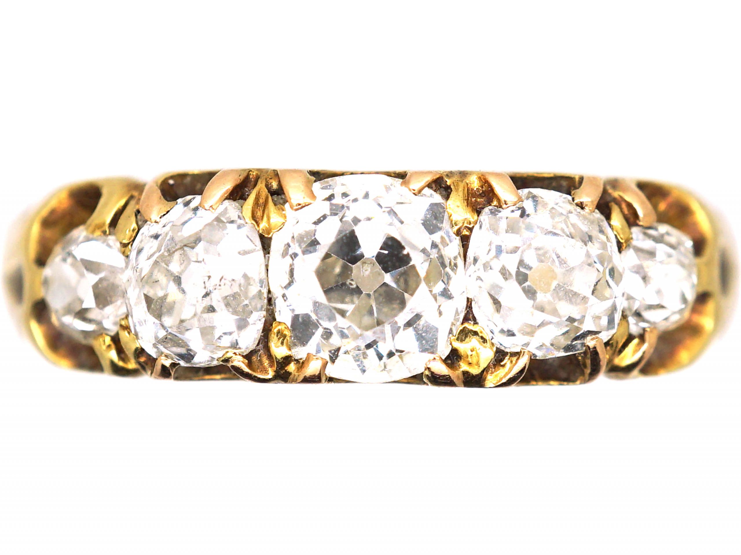 Victorian 18ct Gold, Five Stone Old Mine Cut Diamond Ring (581X) | The ...