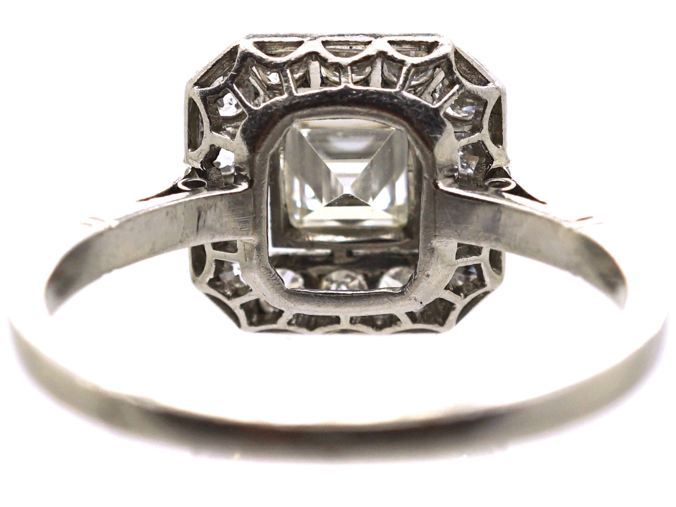 Art Deco French Platinum Octagonal Shaped Ring set with an Carré Cut ...