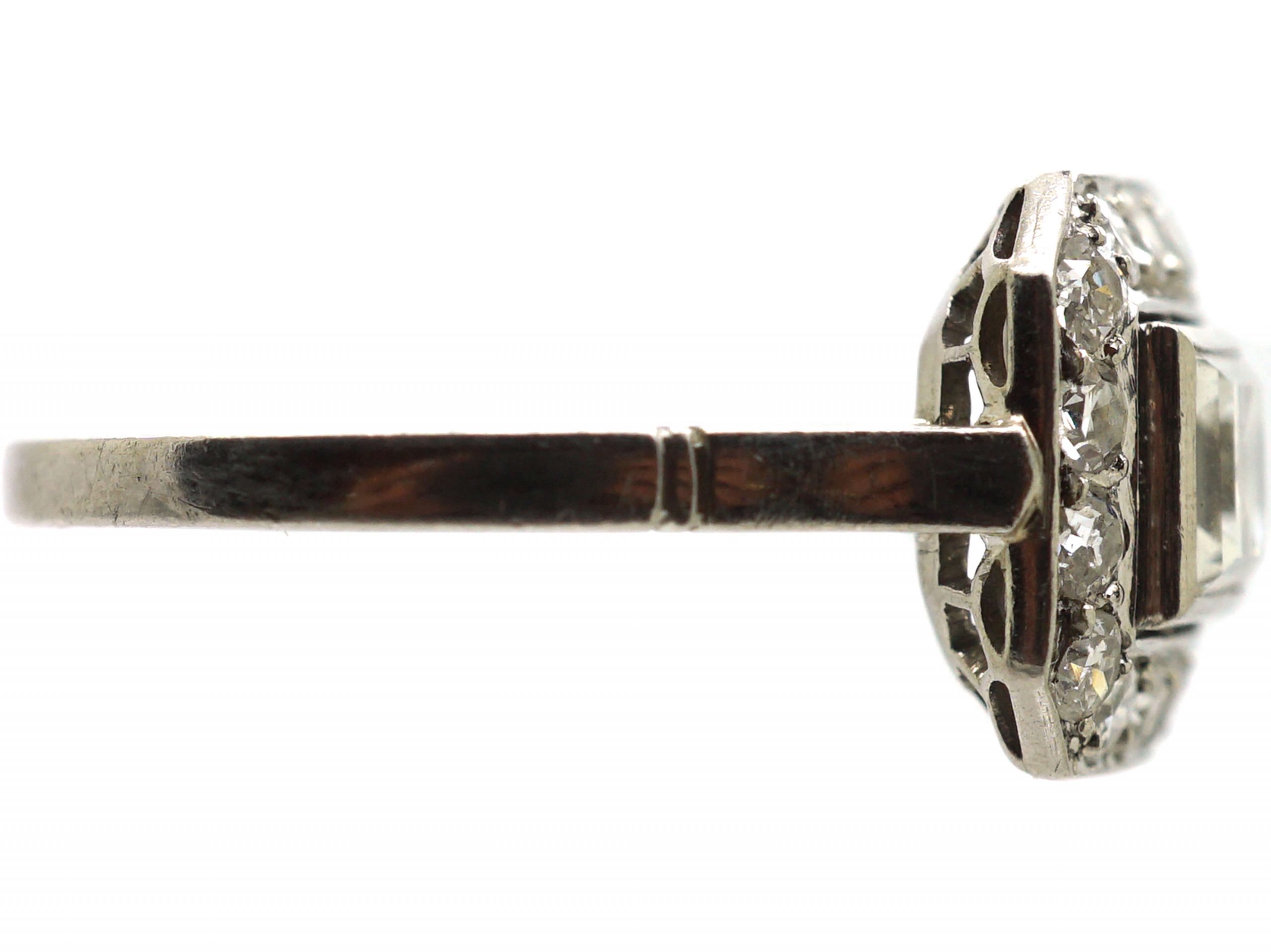 Art Deco French Platinum Octagonal Shaped Ring set with an Carré Cut ...
