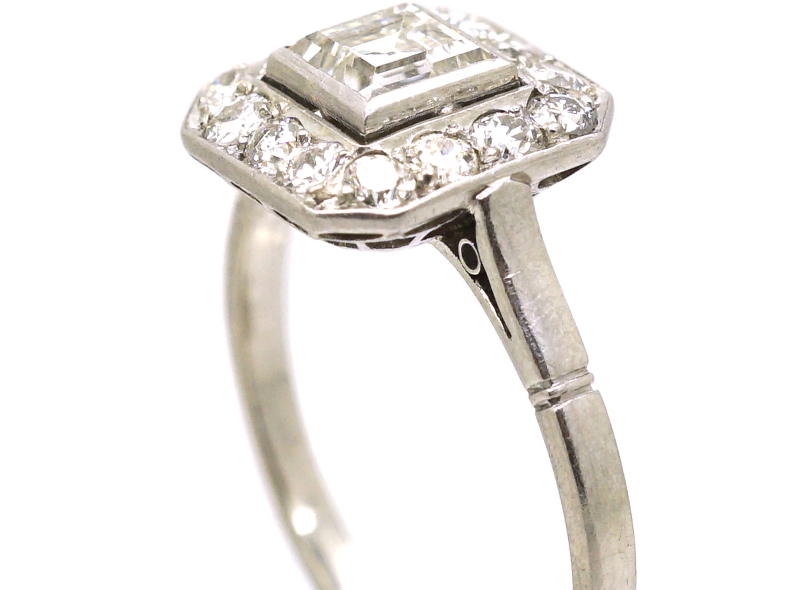 Art Deco French Platinum Octagonal Shaped Ring set with an Carré Cut ...