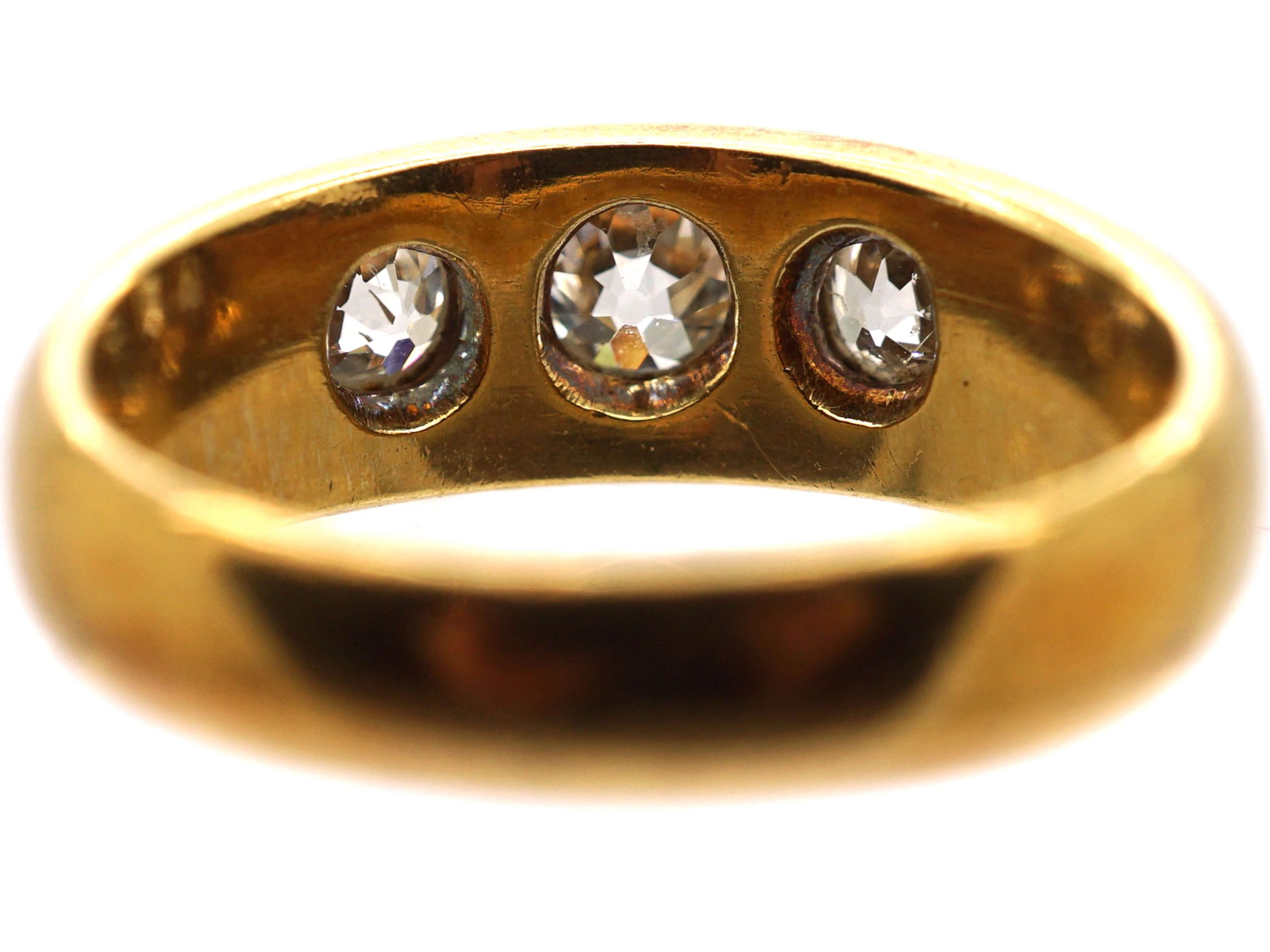 Victorian 18ct Gold,Three Stone Rub Over Set Diamond Ring (533X) | The ...