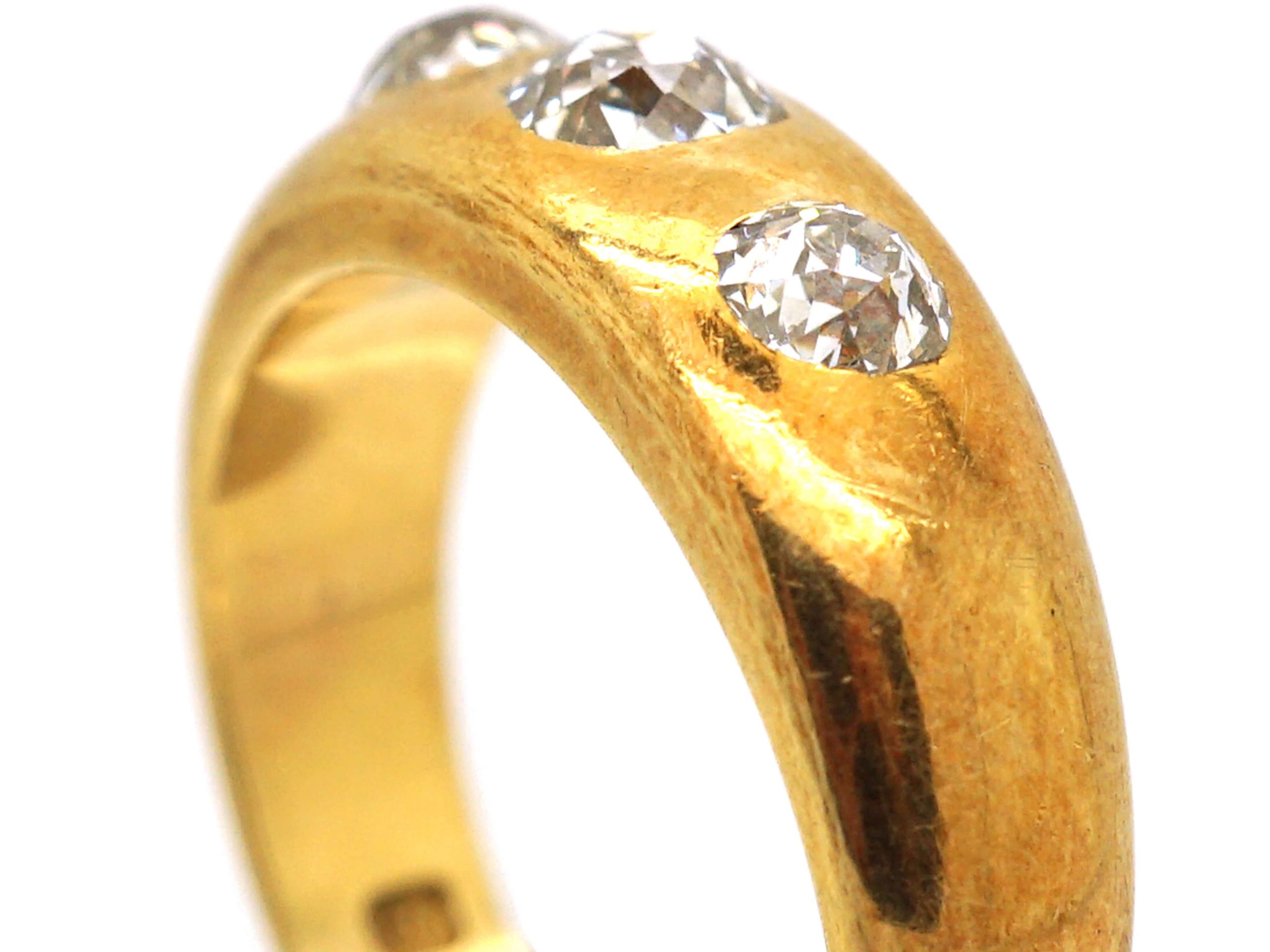 Victorian 18ct Gold,Three Stone Rub Over Set Diamond Ring (533X) | The ...
