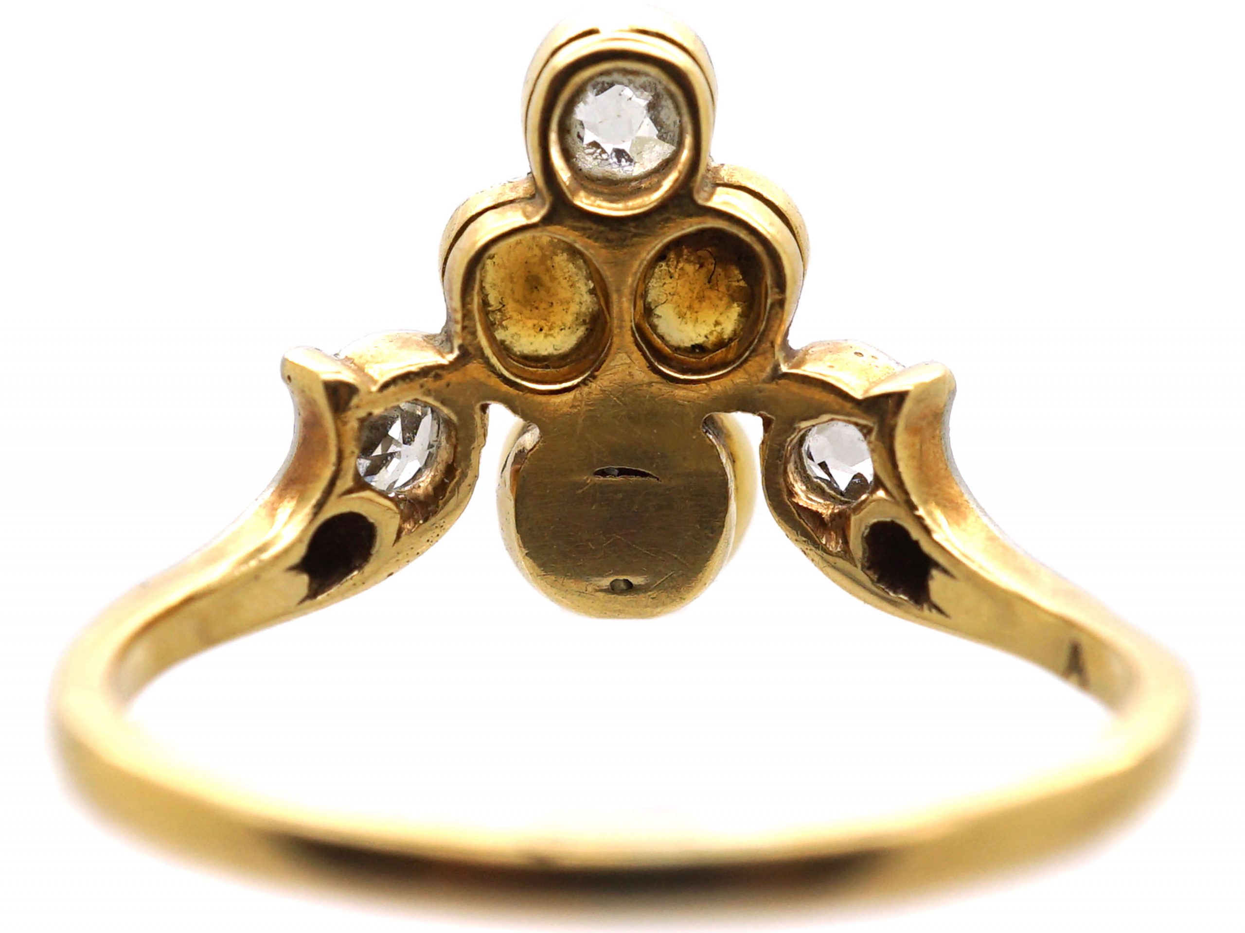 Edwardian 18ct Gold & Platinum Tiara Ring set with Natural Pearls ...