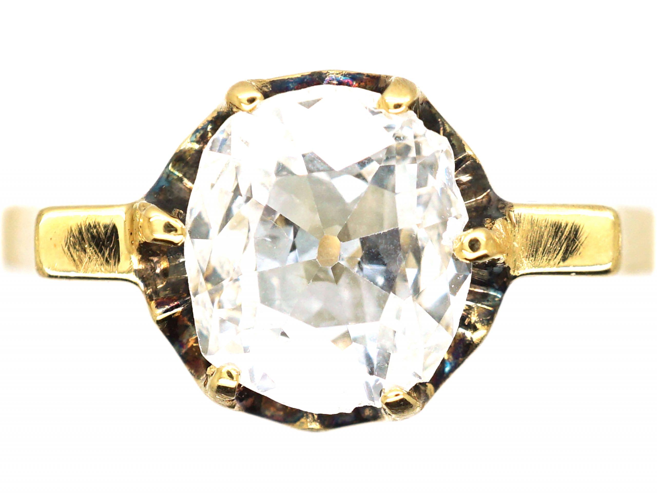 Early 20th Century 18ct Gold, Old Mine Cut Diamond Solitaire Ring (453X ...