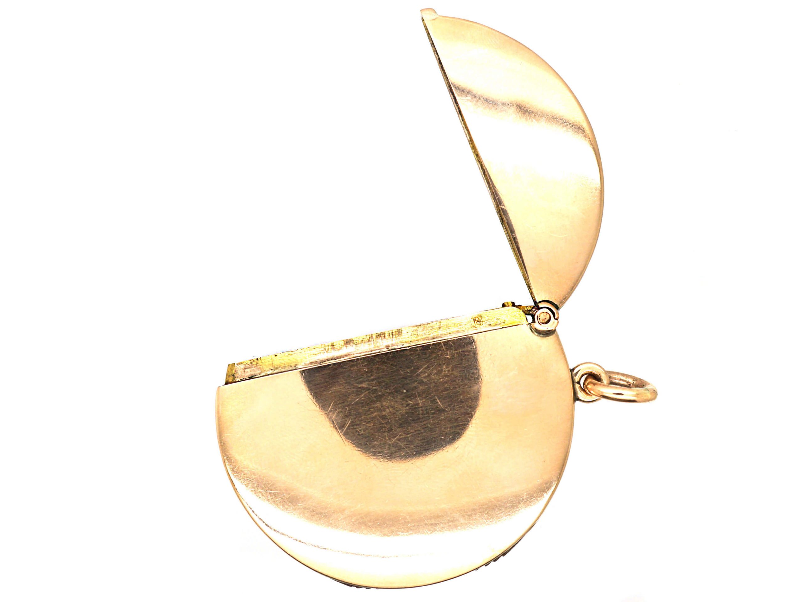 Edwardian 9ct Gold Round Vesta Case (740X) | The Antique Jewellery Company