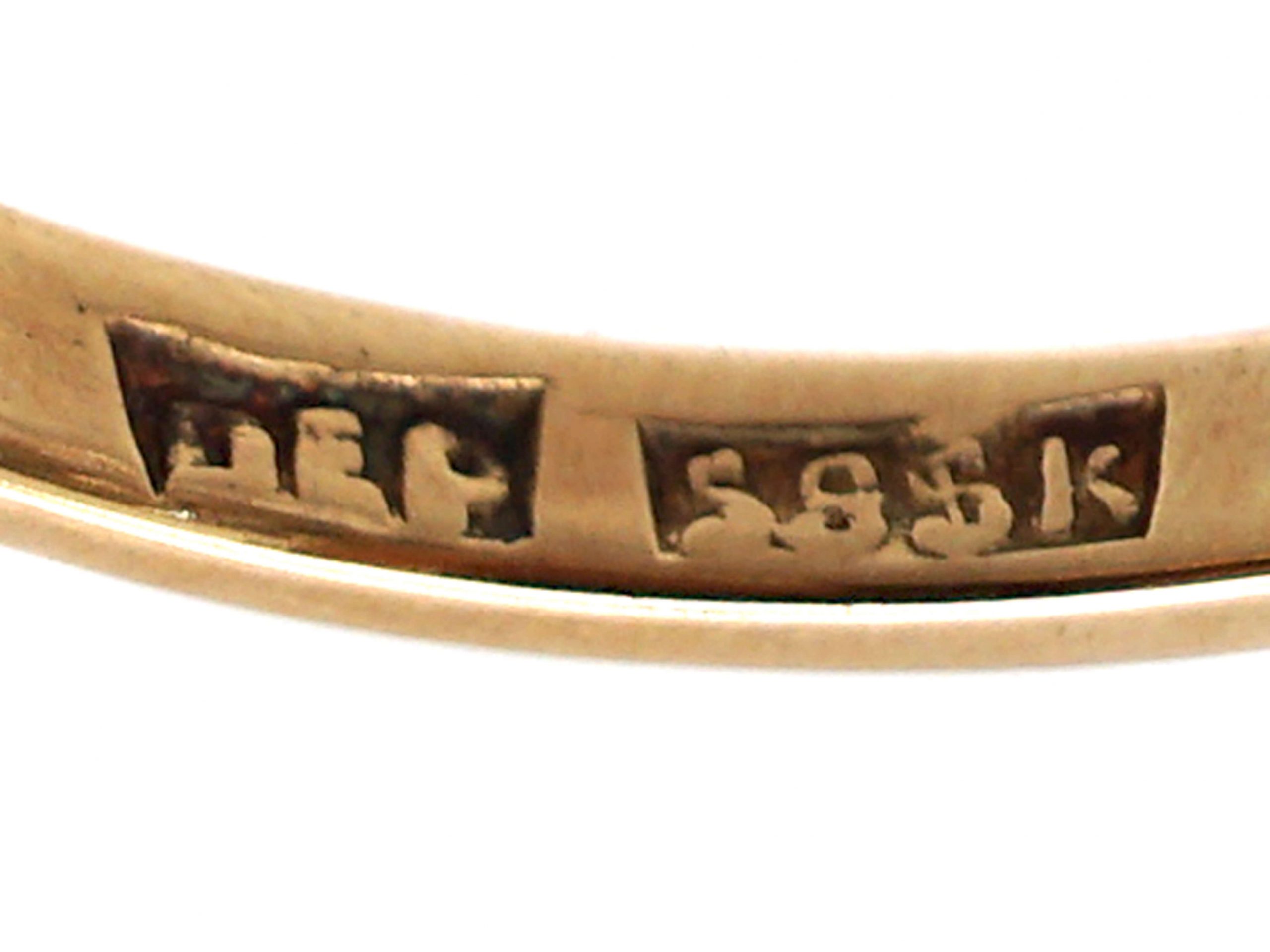 Early 20th Century 14ct Gold & Platinum, Slanted Three Stone Diamond ...