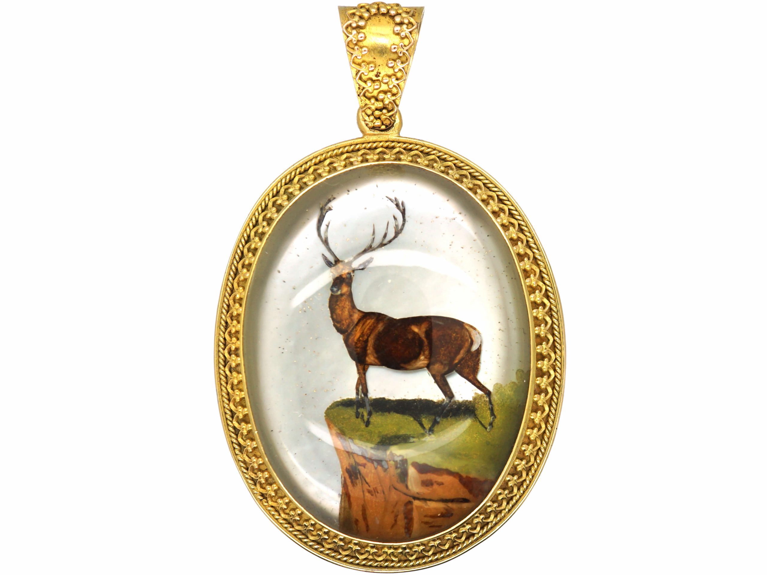 Victorian Large 18ct Gold Pendant with Reverse Intaglio Rock Crystal ...