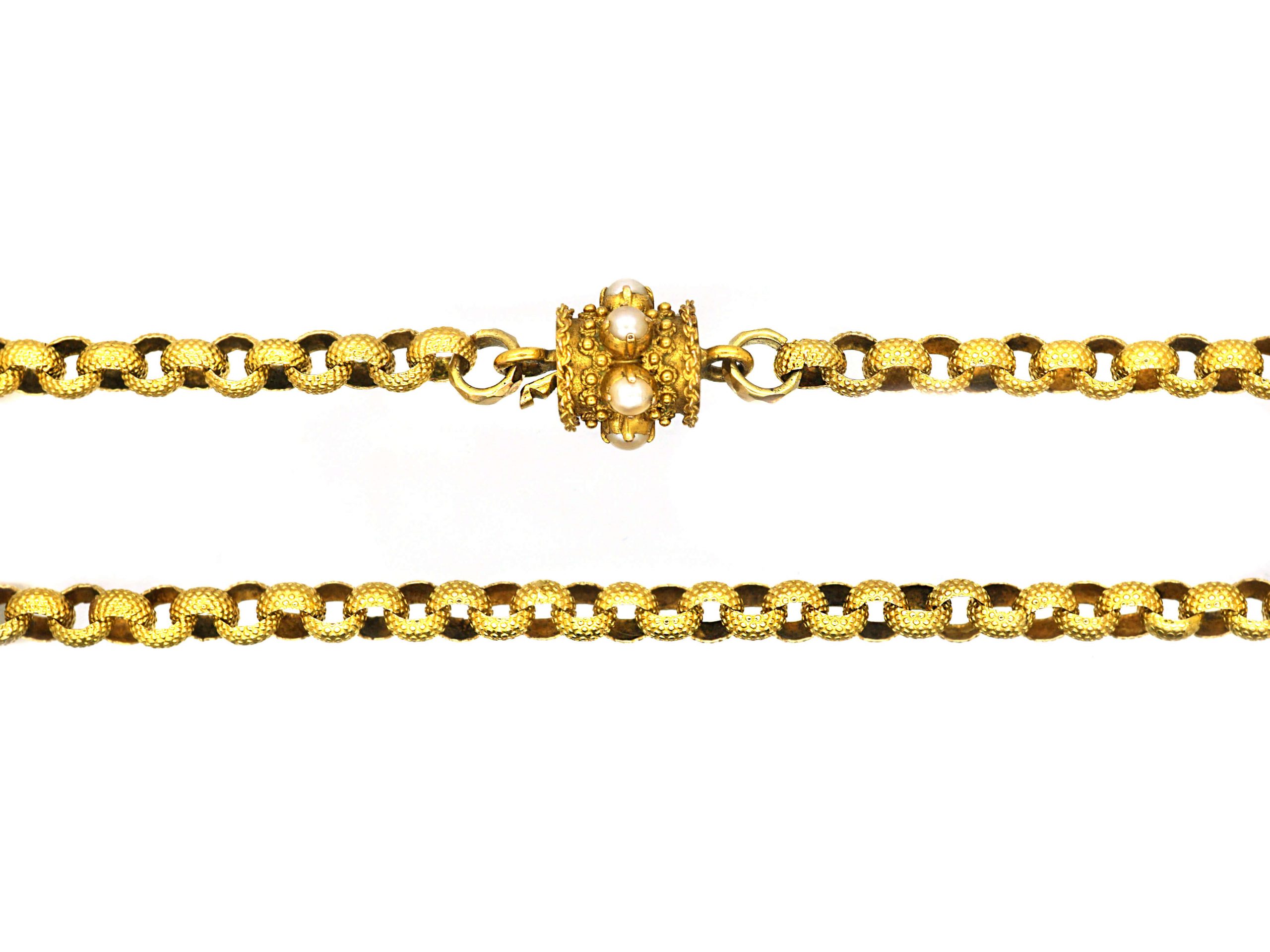 Georgian 15ct Gold Chain with Barrel Clasp set with Natural Split ...