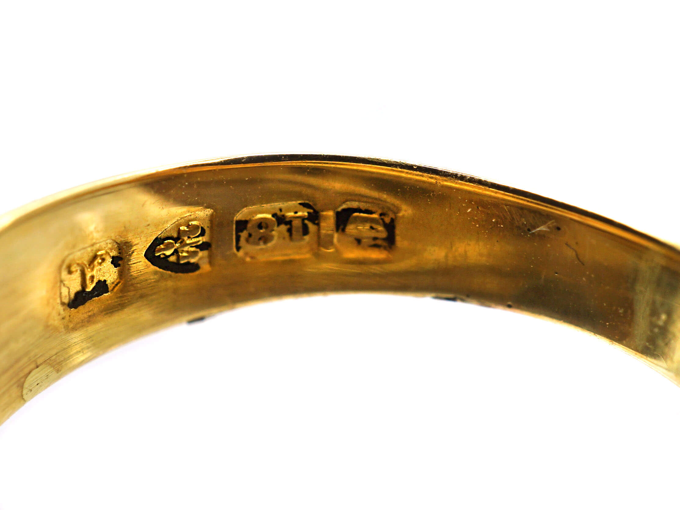 Edwardian 18ct Gold, Three Stone Sapphire & Diamond Gypsy Ring (478X ...