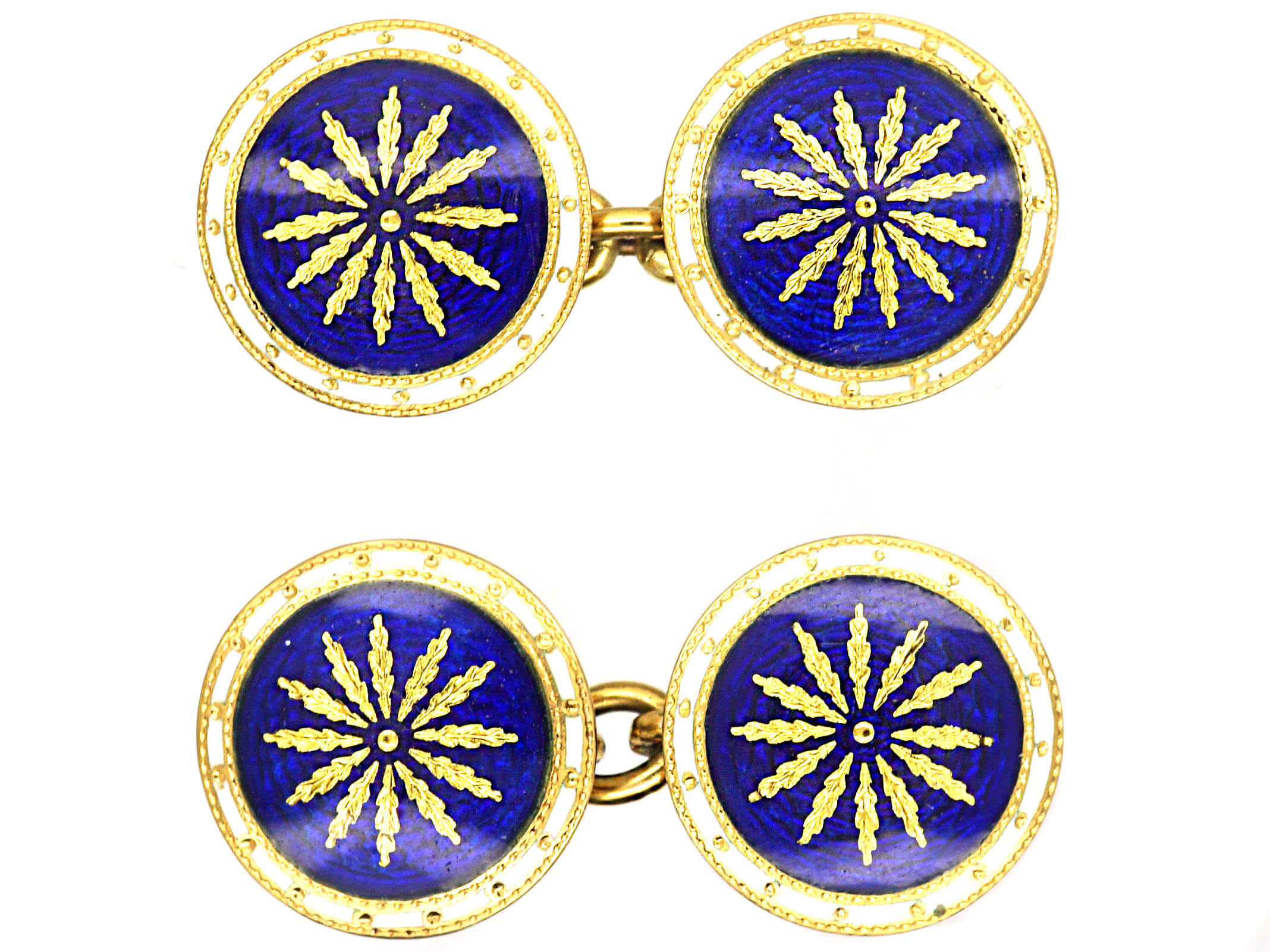 Victorian 18ct Gold, Blue & White Enamel Cufflinks (667X) | The Antique ...