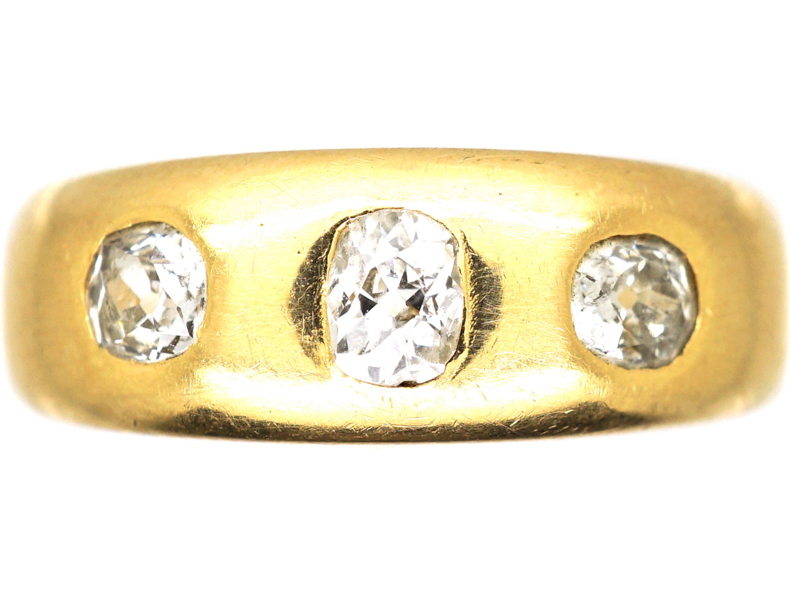 Victorian 18ct Gold, Three Stone Diamond Rub Over set Ring (663X) | The ...