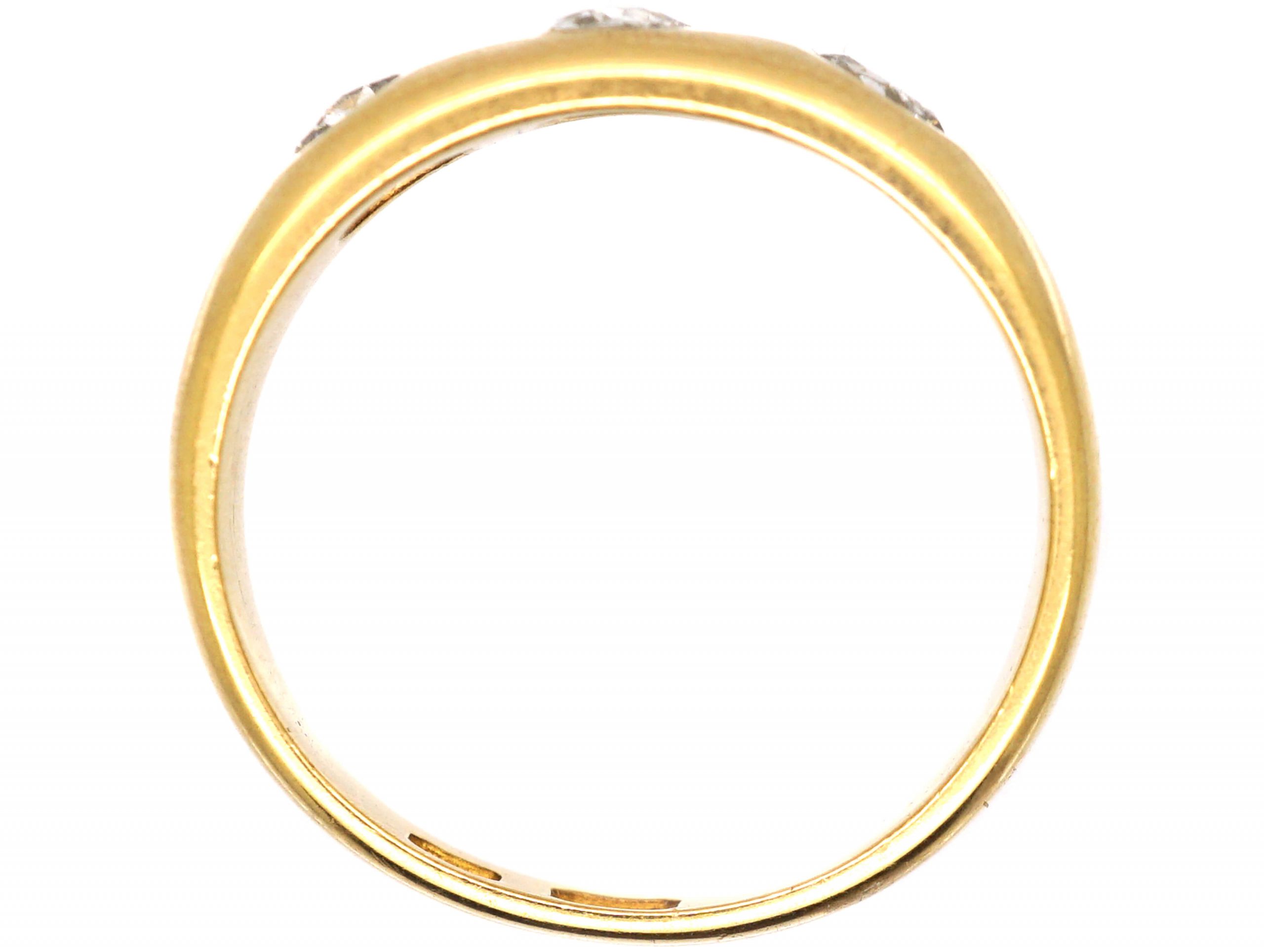 Victorian 18ct Gold, Three Stone Diamond Rub Over set Ring (663X) | The ...