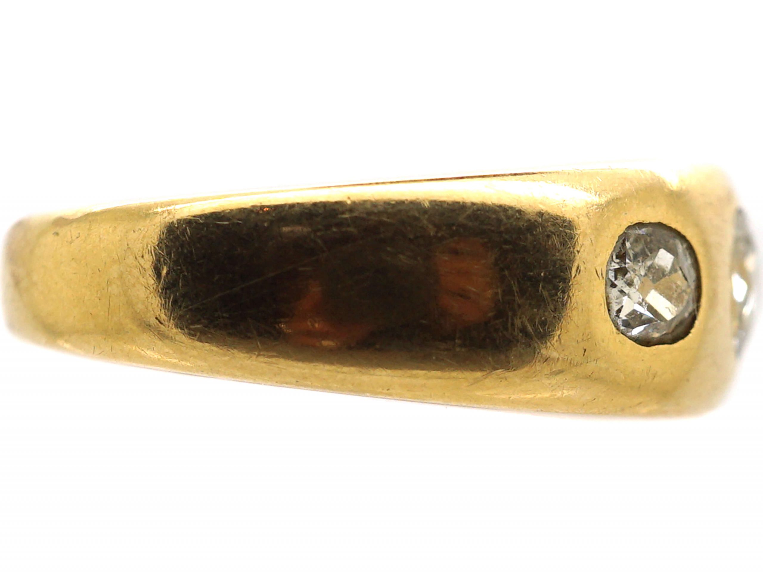 Victorian 18ct Gold, Three Stone Diamond Rub Over set Ring (663X) | The ...
