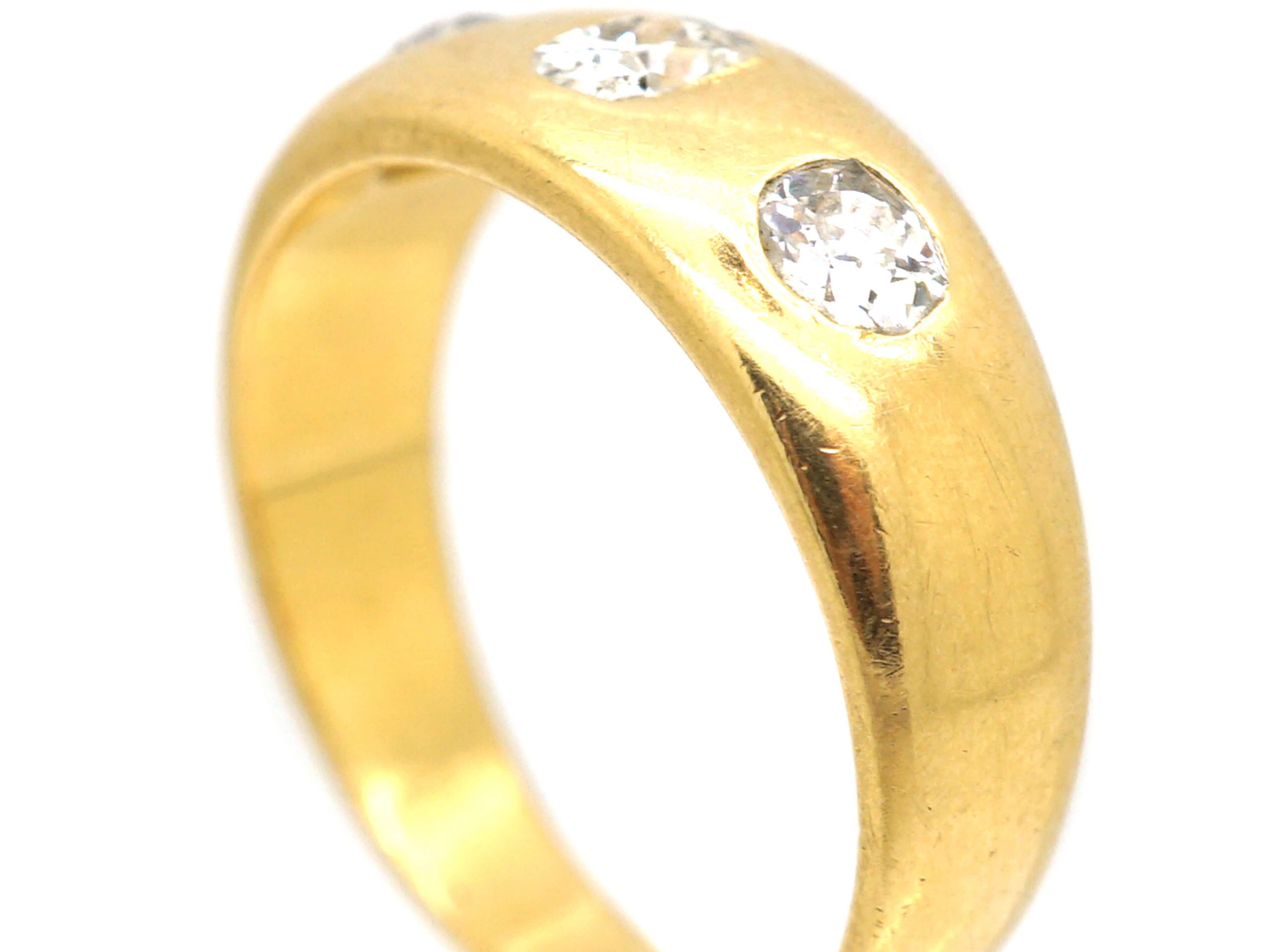 Victorian 18ct Gold, Three Stone Diamond Rub Over set Ring (663X) | The ...