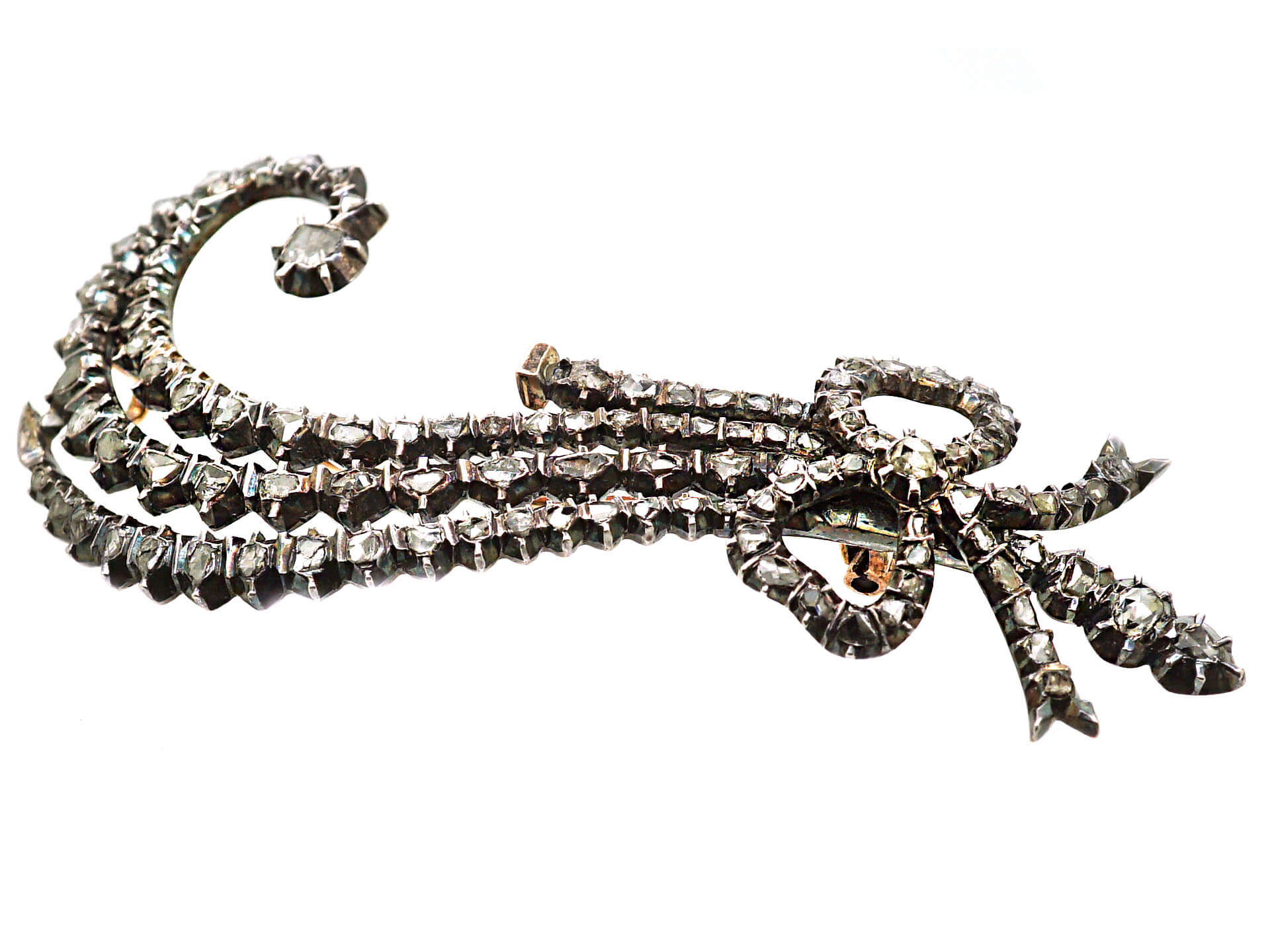 Georgian 9ct Gold & Silver, Aigrette Brooch set with Rose Diamonds ...