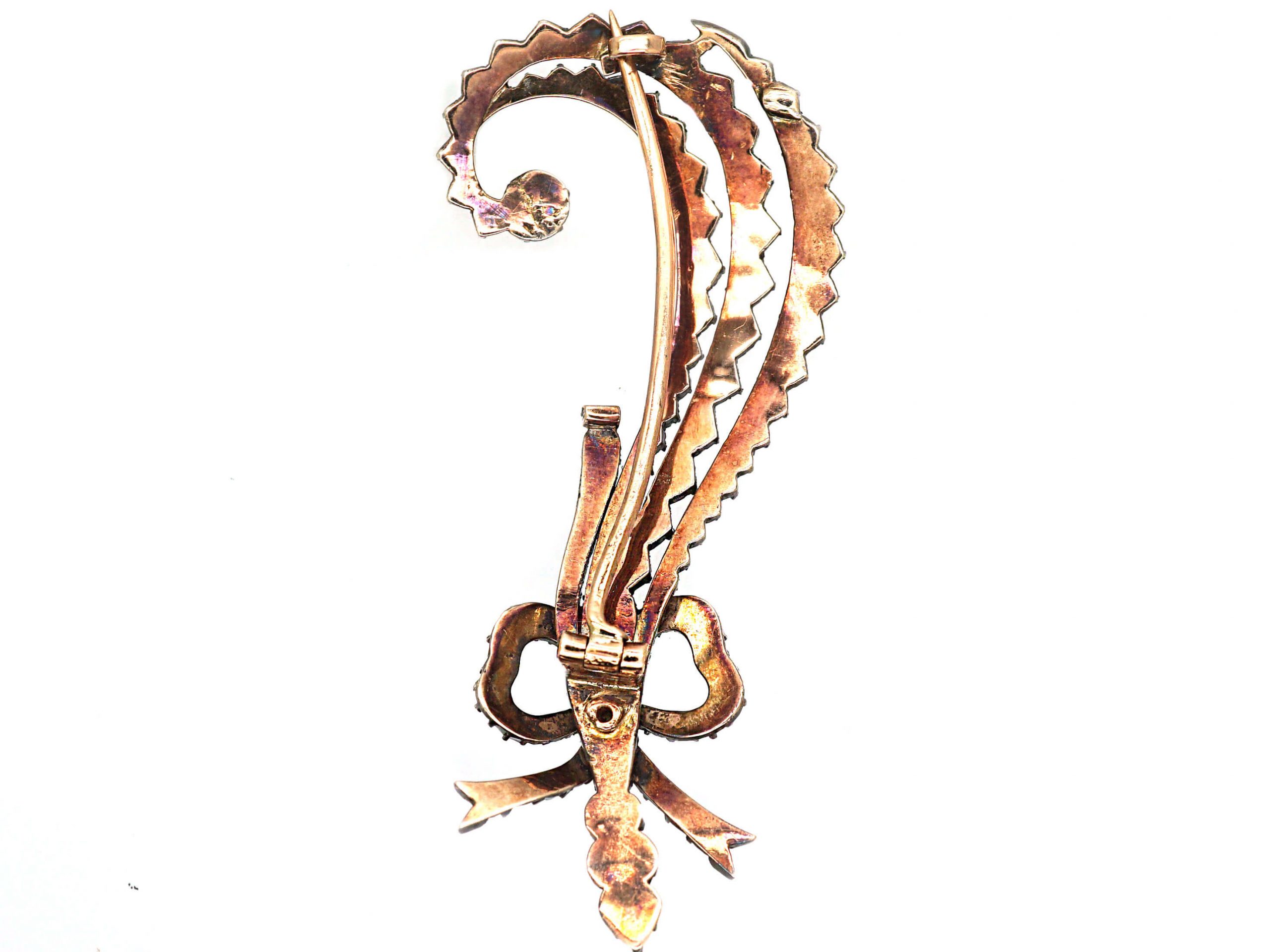 Georgian 9ct Gold & Silver, Aigrette Brooch set with Rose Diamonds ...