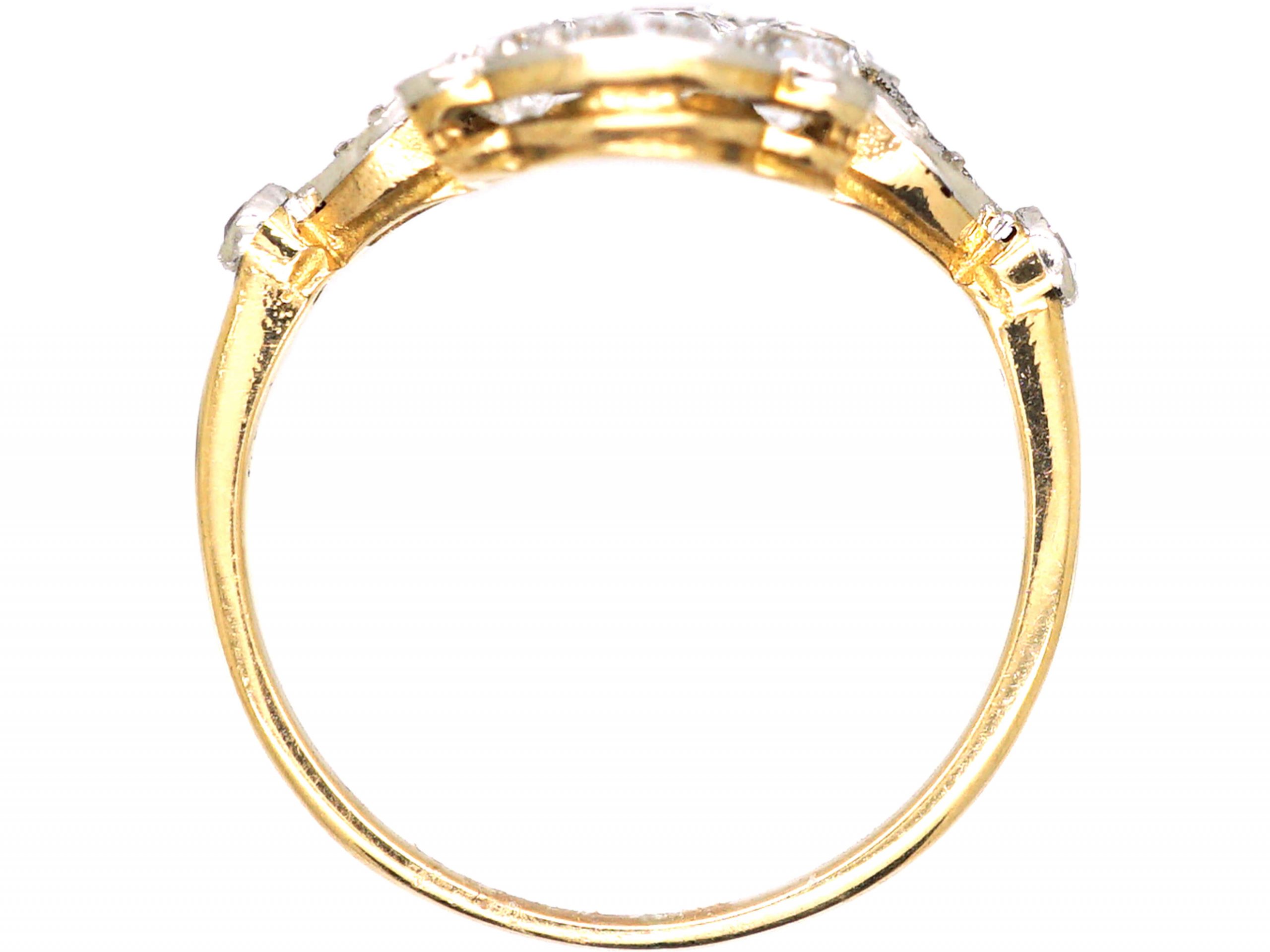 Edwardian 18ct Gold & Platinum Plaque Ring set with Diamonds with Rose ...