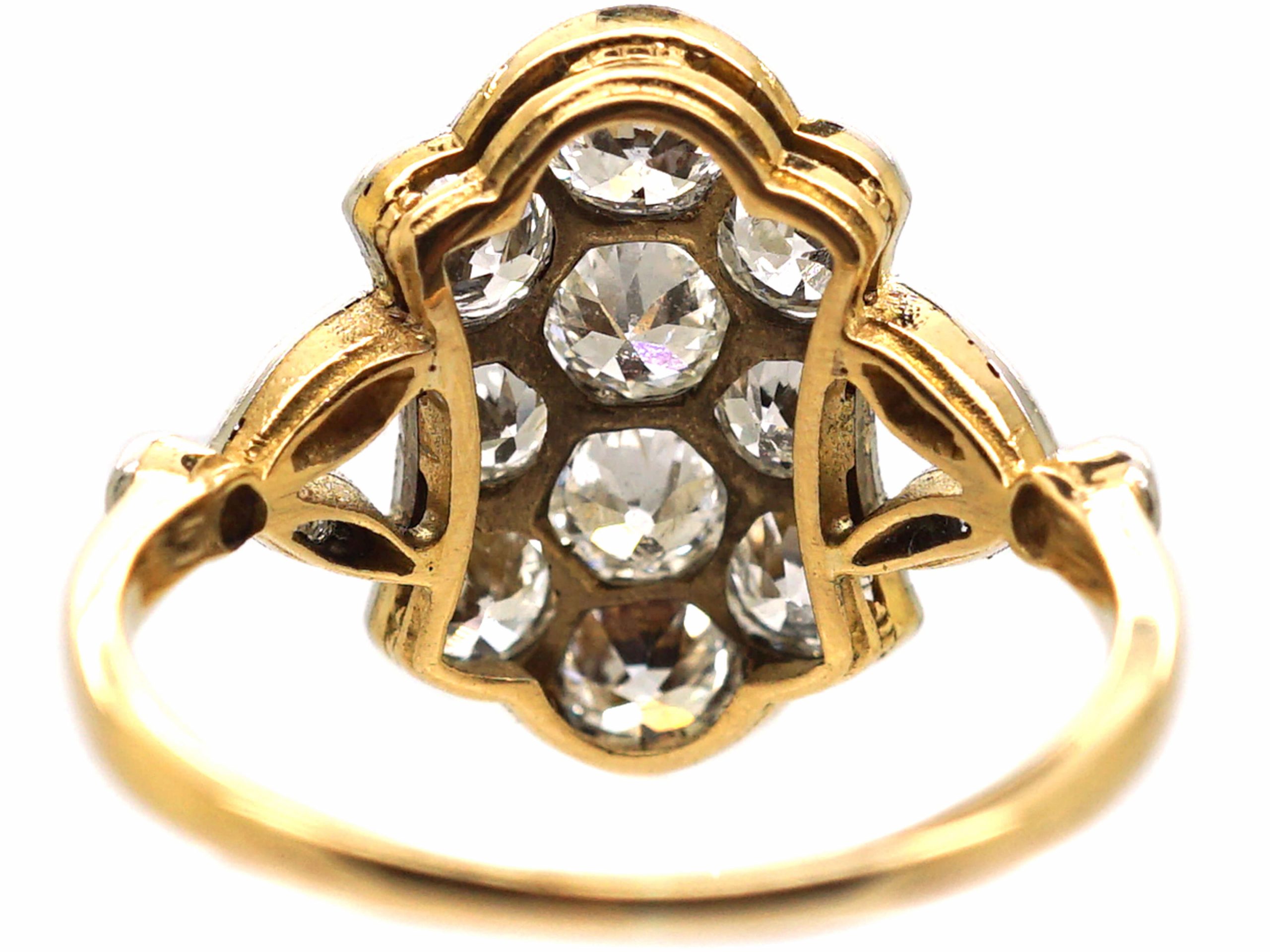 Edwardian 18ct Gold & Platinum Plaque Ring set with Diamonds with Rose ...