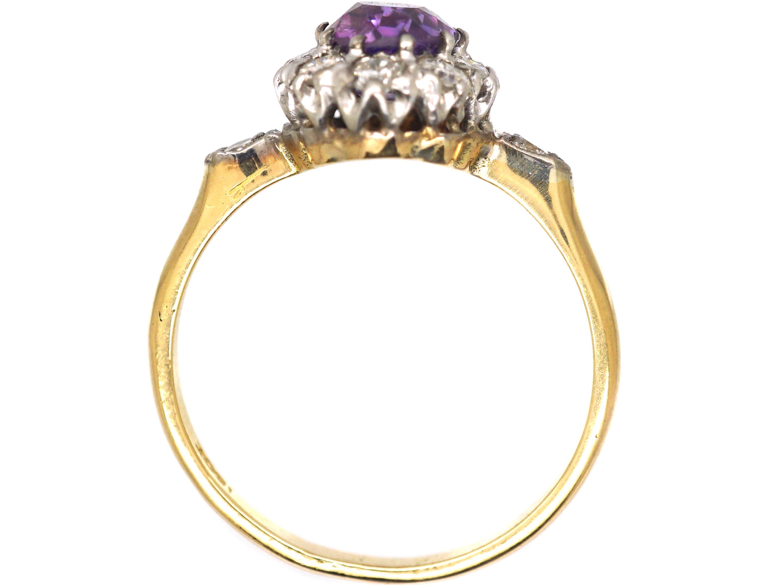 Edwardian 18ct Gold Colour Change Sapphire & Diamond Oval Cluster Ring ...
