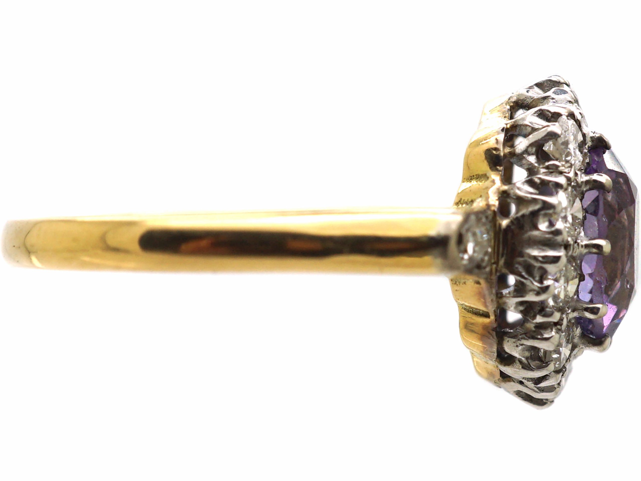 Edwardian 18ct Gold Colour Change Sapphire & Diamond Oval Cluster Ring ...