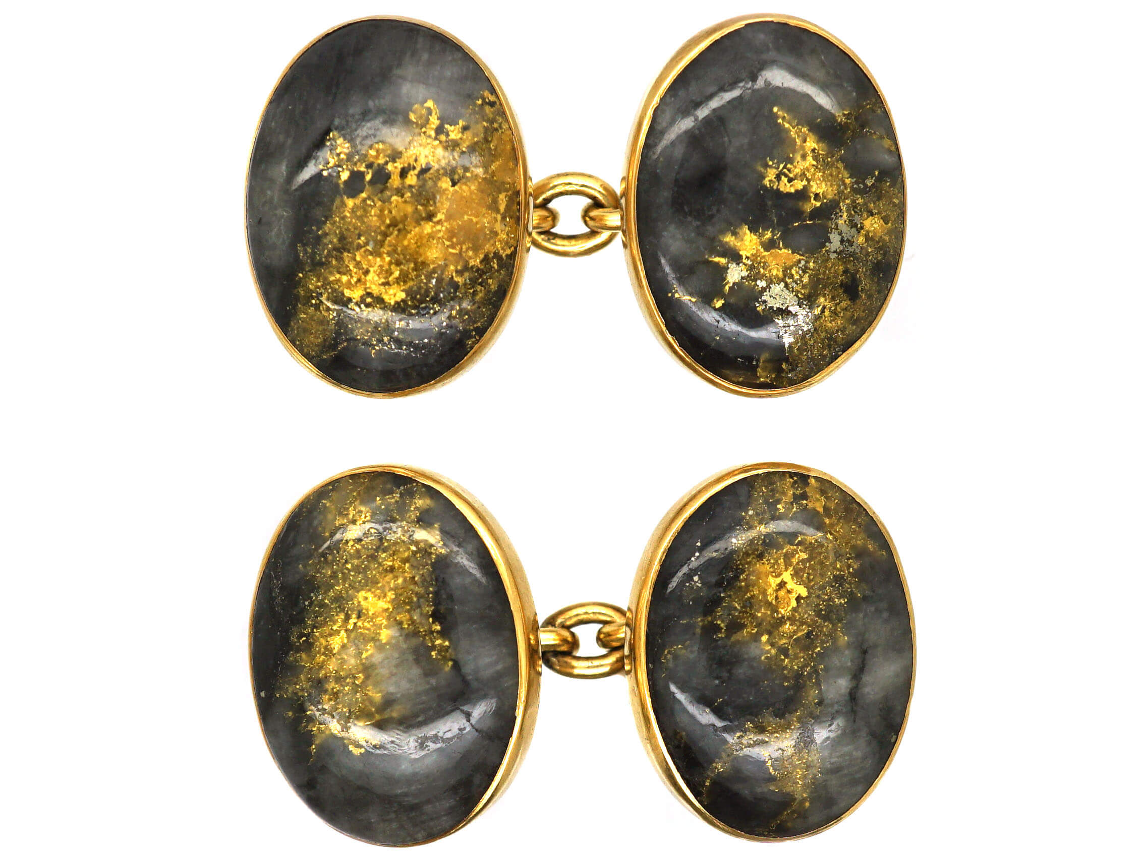 Victorian Gold Rush 18ct Gold & Gold in Quartz Cufflinks (166W) | The ...