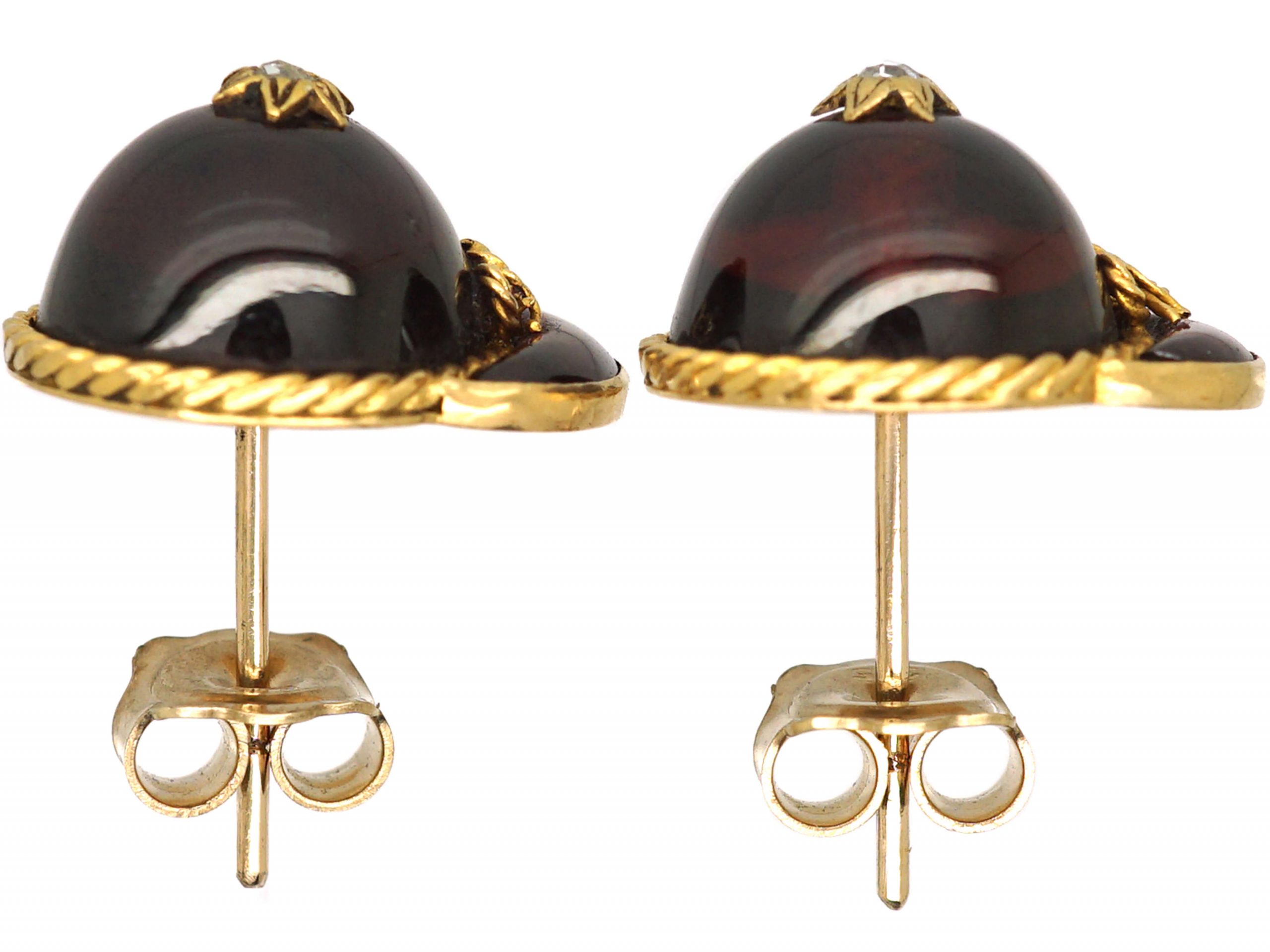 Victorian 18ct Gold Jockey Cap Earrings set with Garnets & Diamonds ...