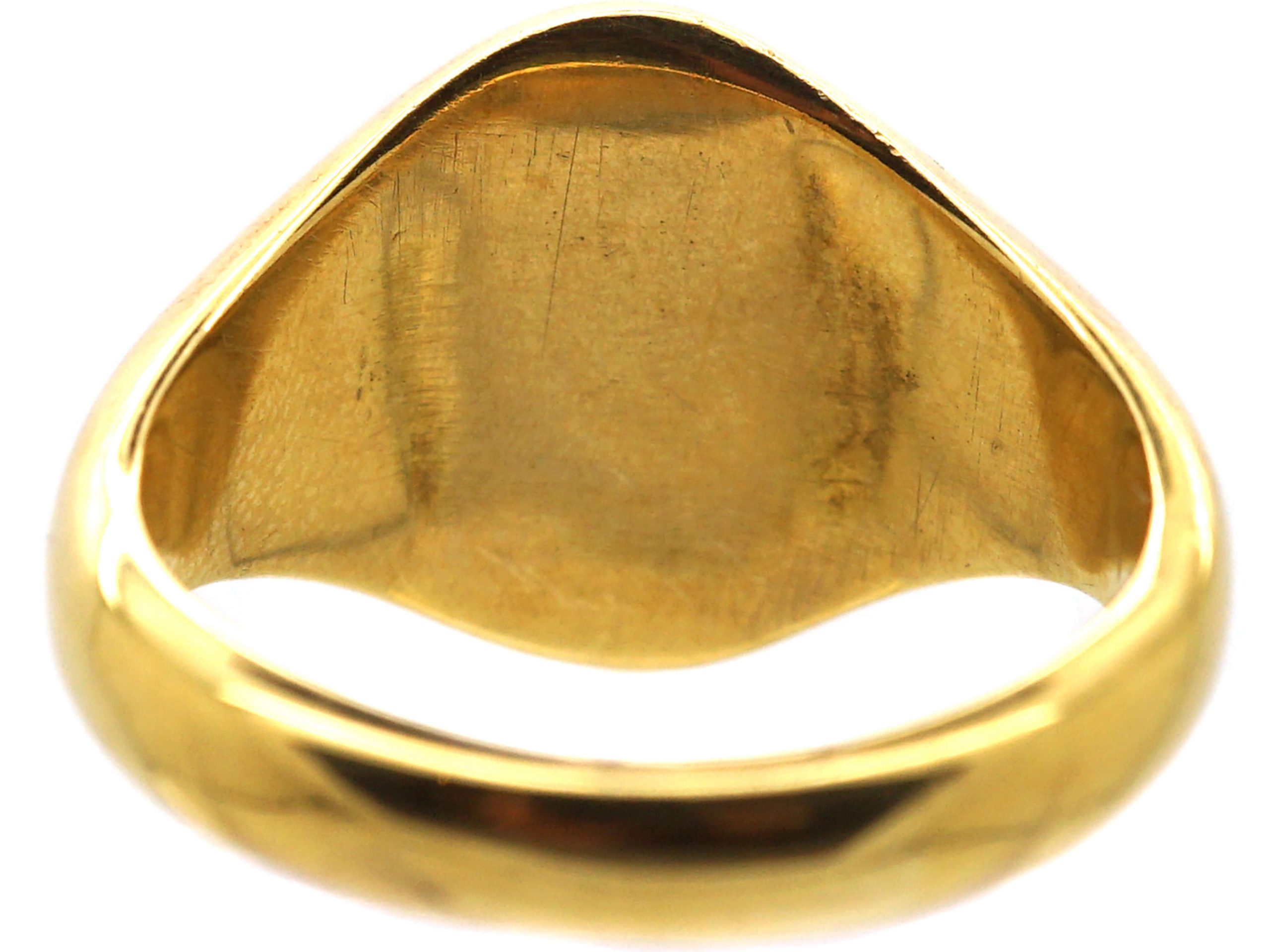 18ct Gold Signet Ring Engraved with Eagle's Head & Shield (701X) | The ...
