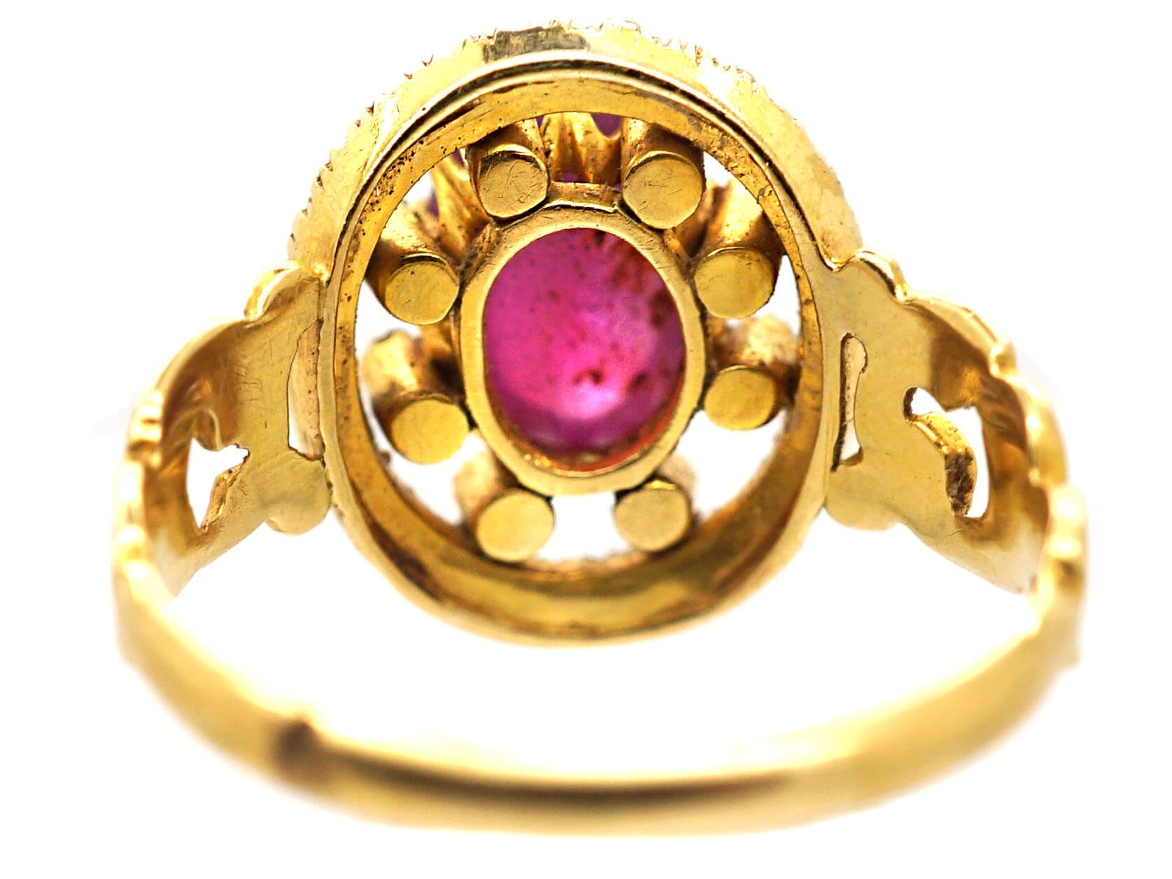 Victorian 18ct Gold, Star Ruby & Natural Split Pearl Cluster Ring (750X ...