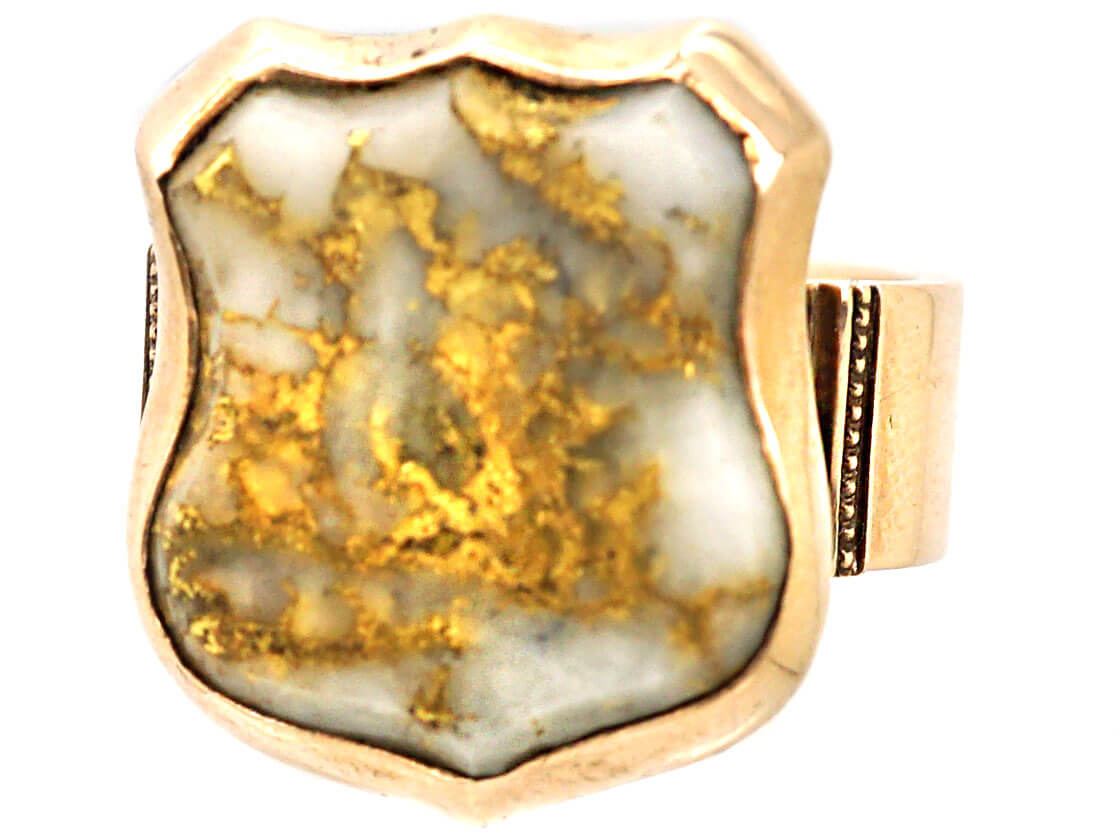 19th Century Gold Rush 18ct Gold Signet Ring set with Gold Quartz (354X ...