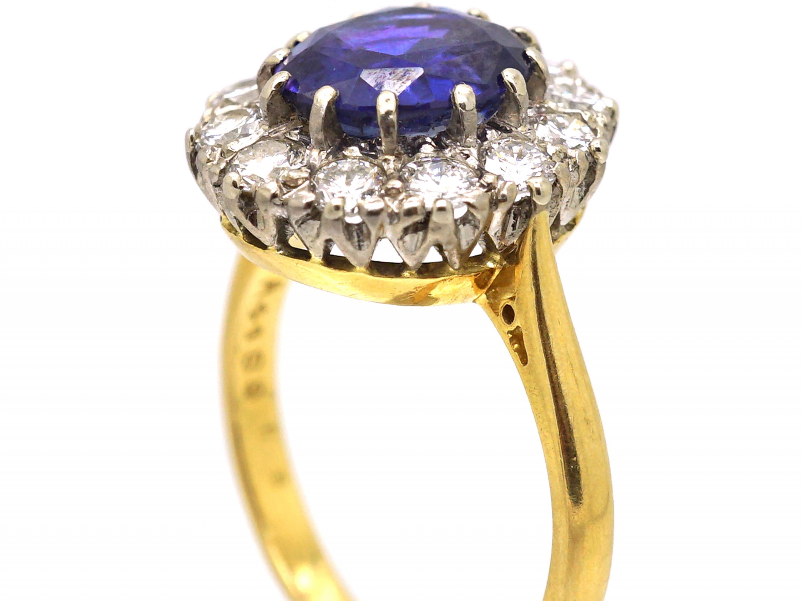 18ct Gold Colour Change Sapphire & Diamond Cluster Ring (364X) | The ...