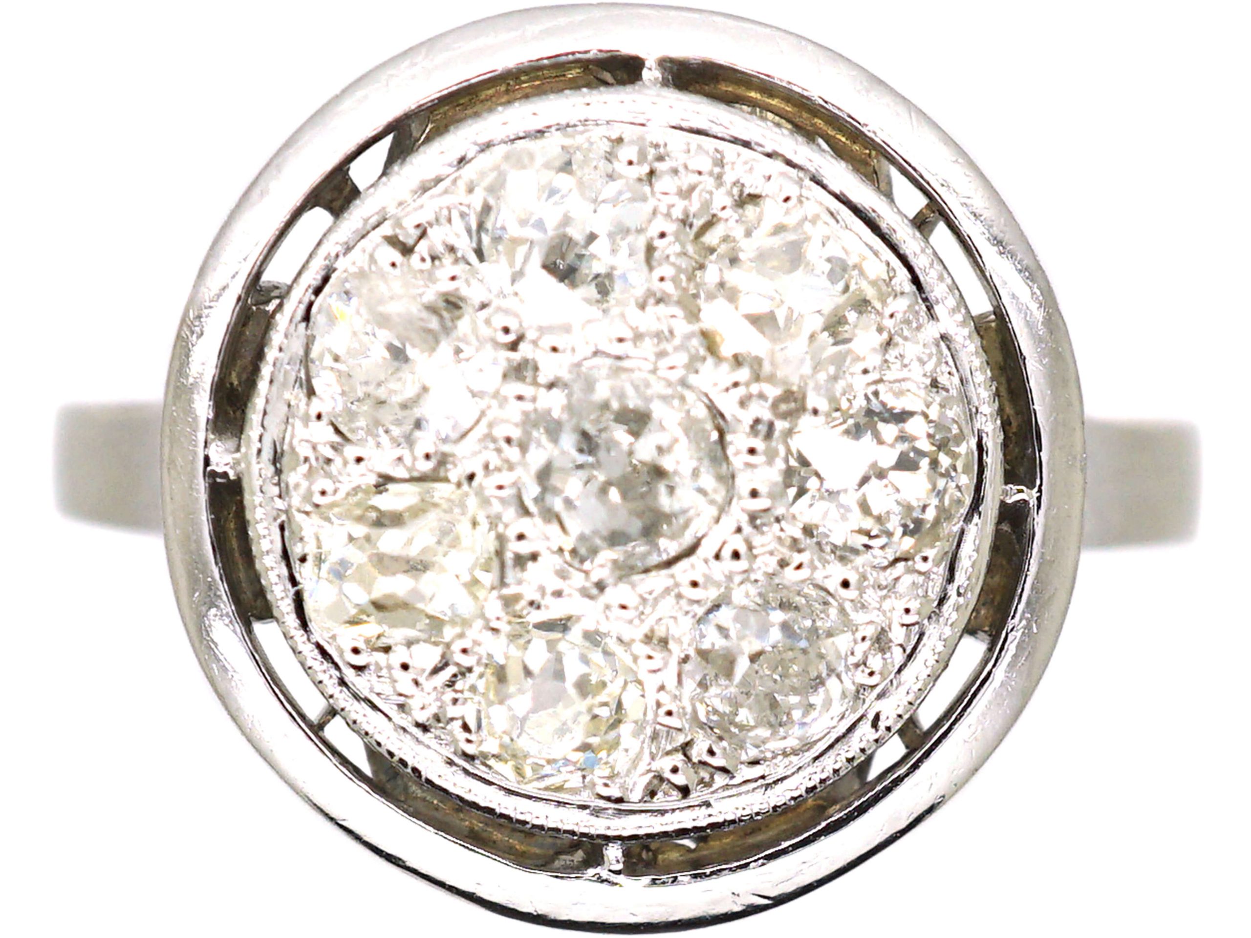Art Deco Platinum, Diamond Cluster Target Ring (666X) | The Antique ...