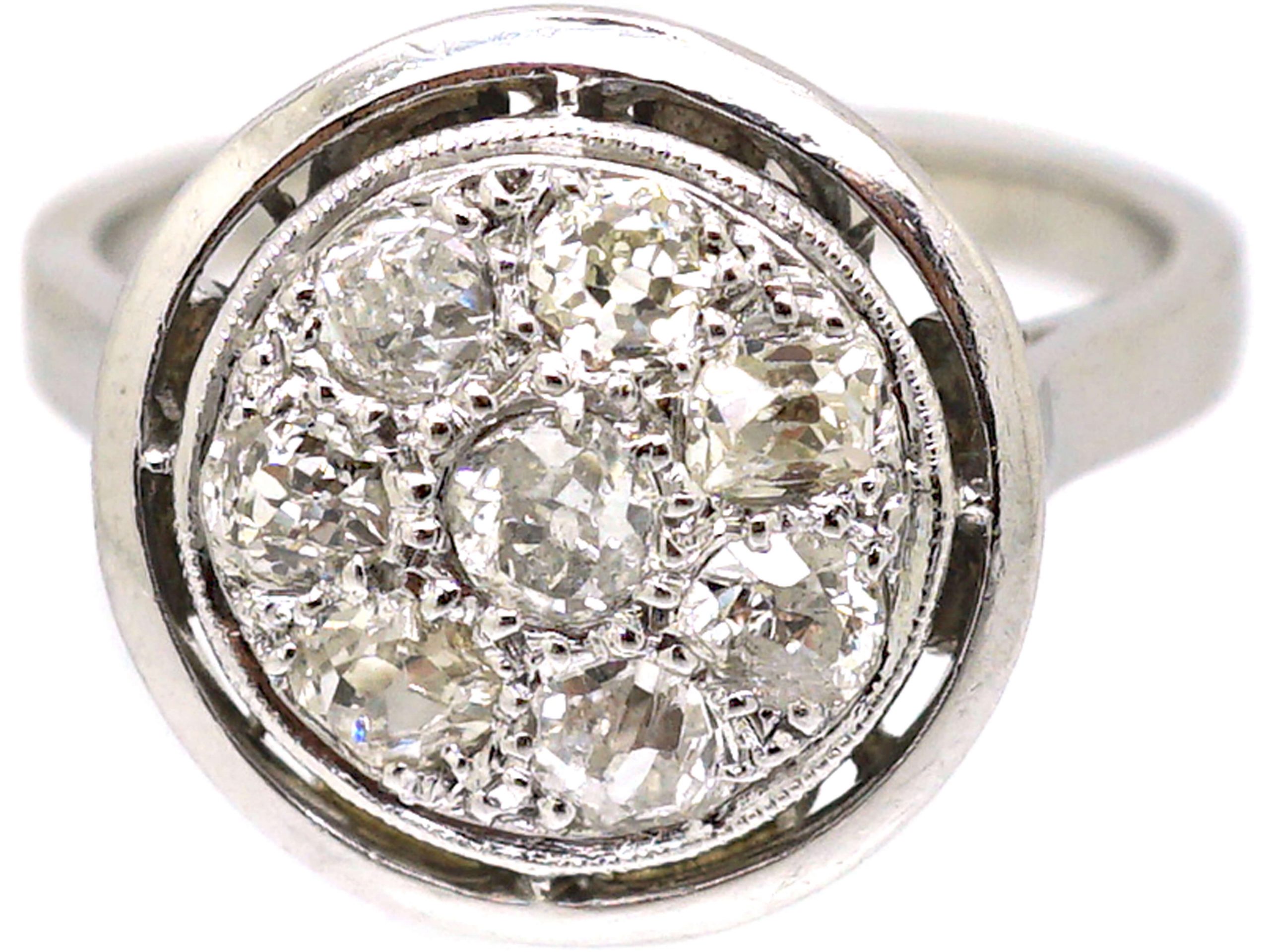 Art Deco Platinum, Diamond Cluster Target Ring (666X) | The Antique ...