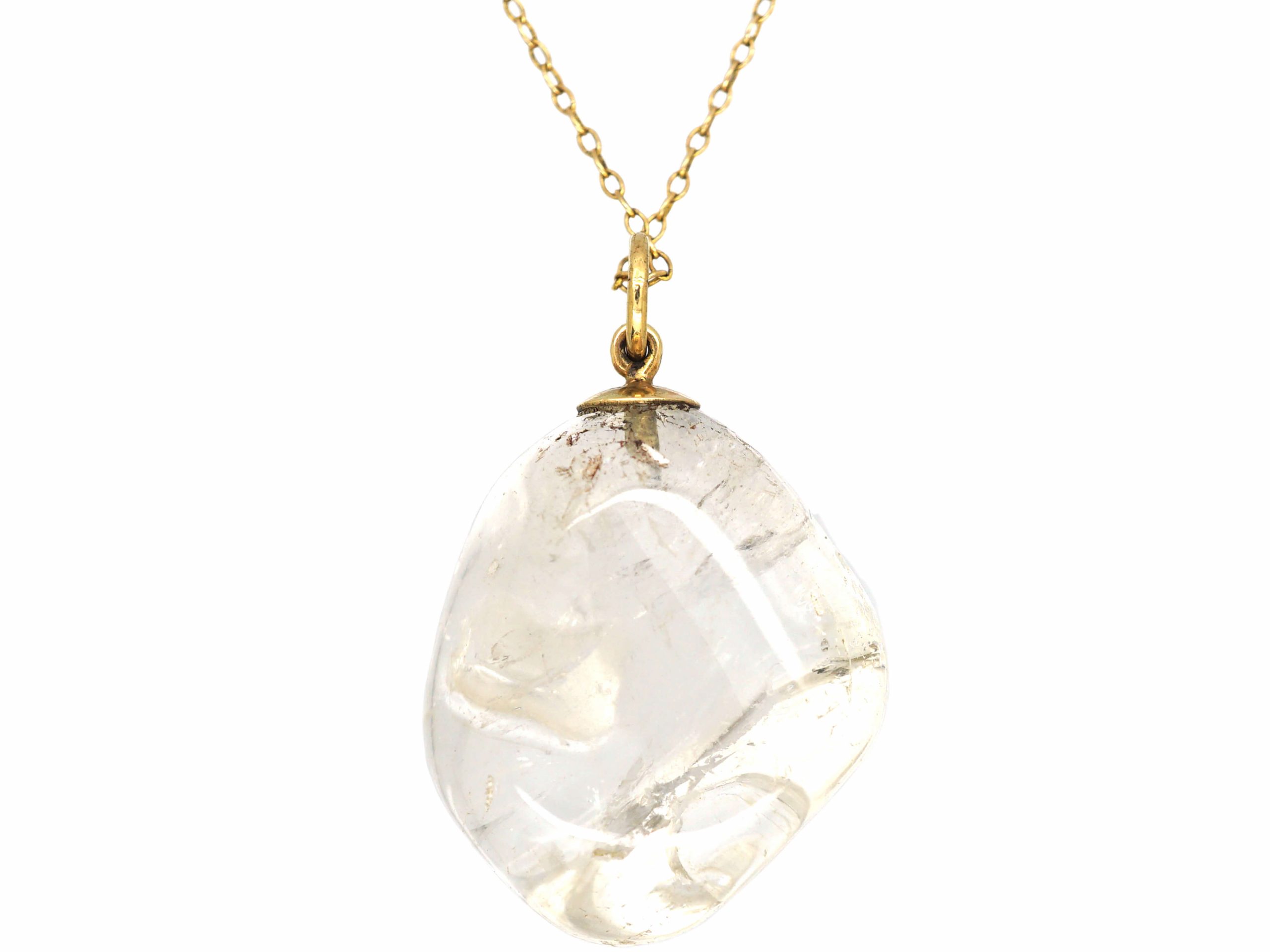 Edwardian Rock Crystal Pendant on 9ct Gold Chain (693X) | The Antique ...