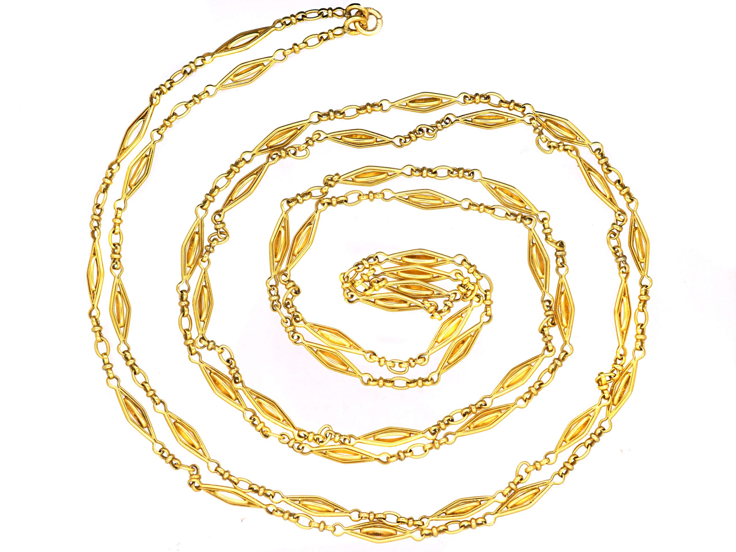 French Early 20th Century 18ct Gold Guard Lantern Links Chain (738T ...