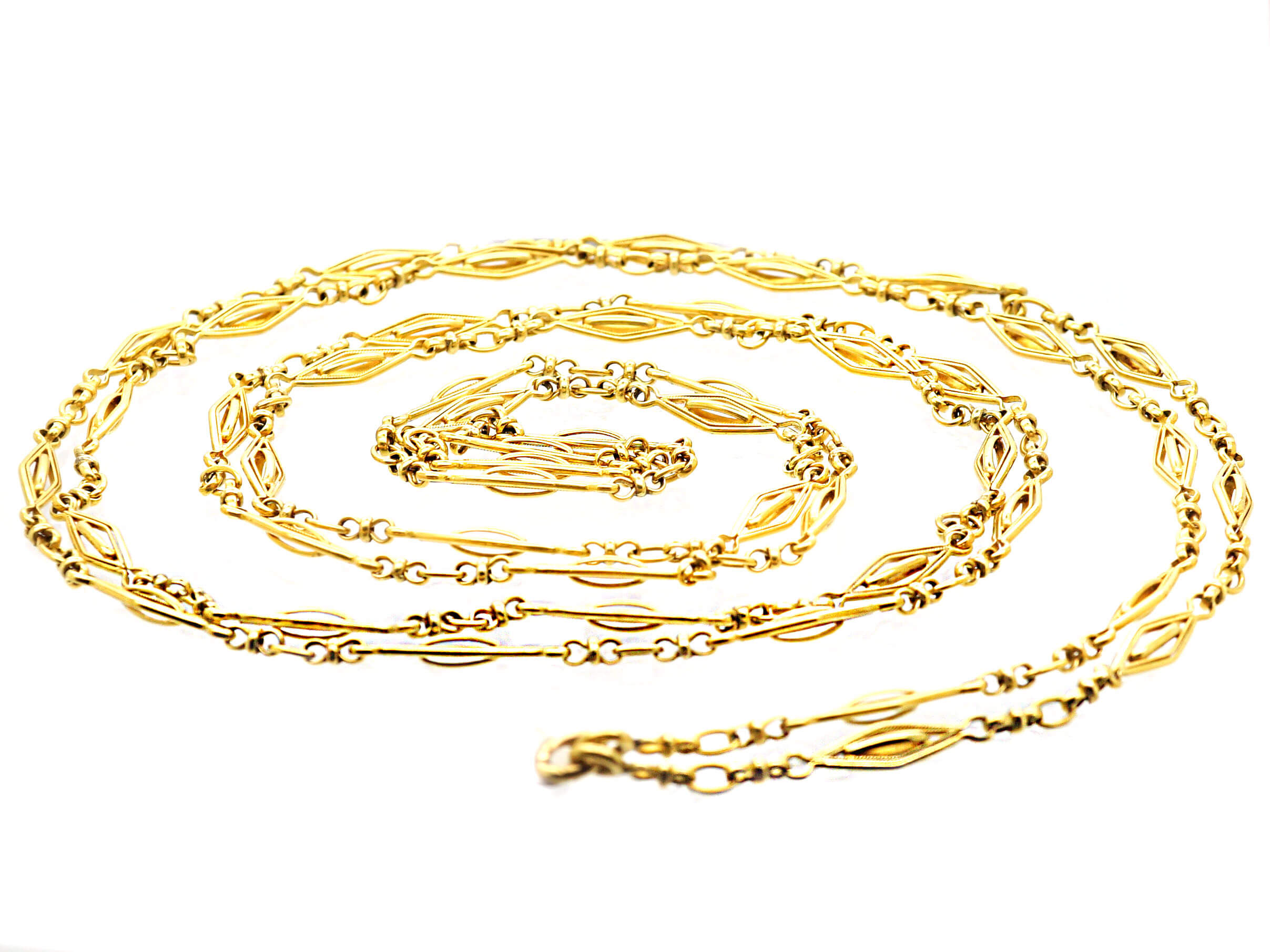 French Early 20th Century 18ct Gold Guard Lantern Links Chain (738T ...