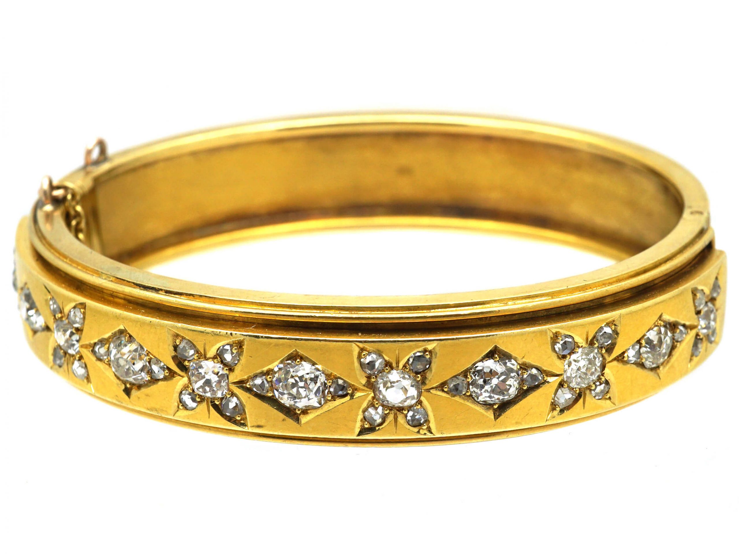 Victorian 18ct Gold Bangle set with Diamonds (777X) | The Antique ...